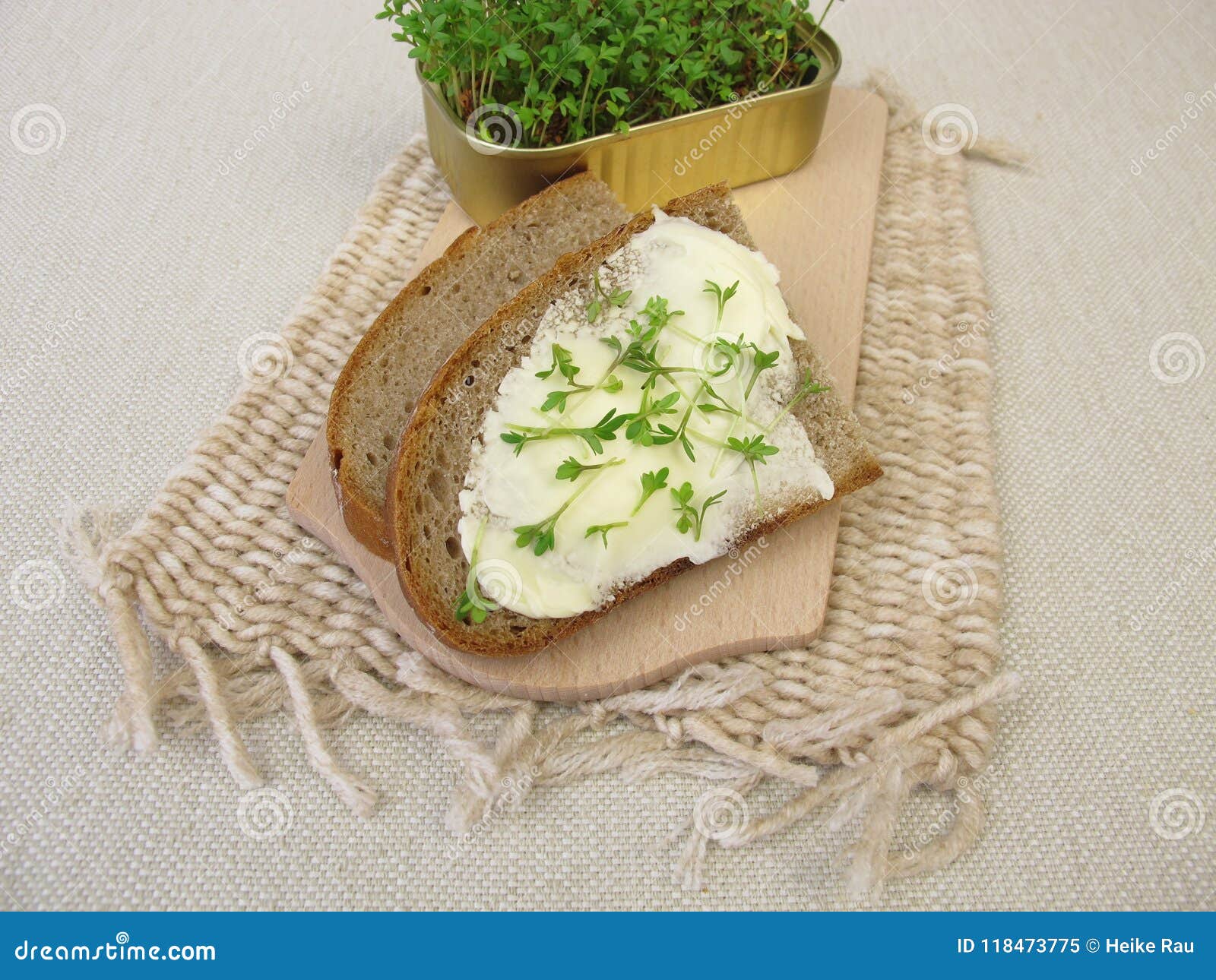 Butter Bread with Cress in Fish Can Stock Image - Image of cress, fish ...