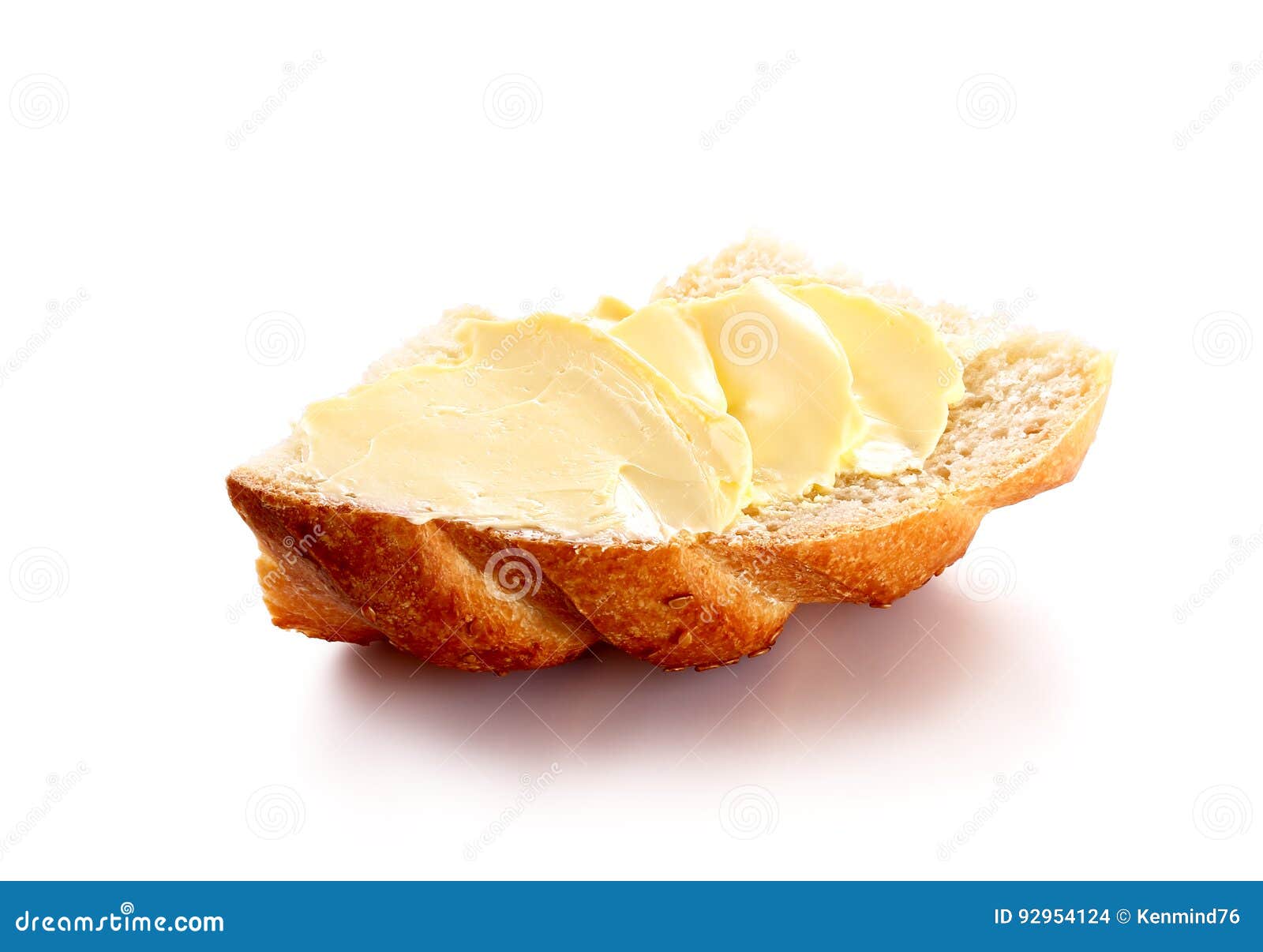 Butter on Bread Isolated White Background Stock Photo - Image of ...