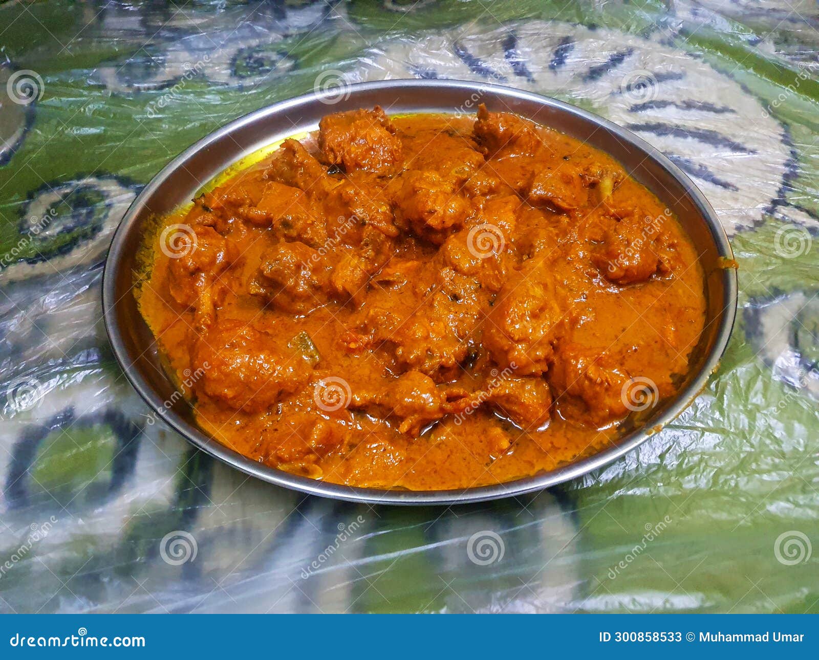 Desi Butter Chiken Masala Serverd In Karahi Top View Of Indian ...