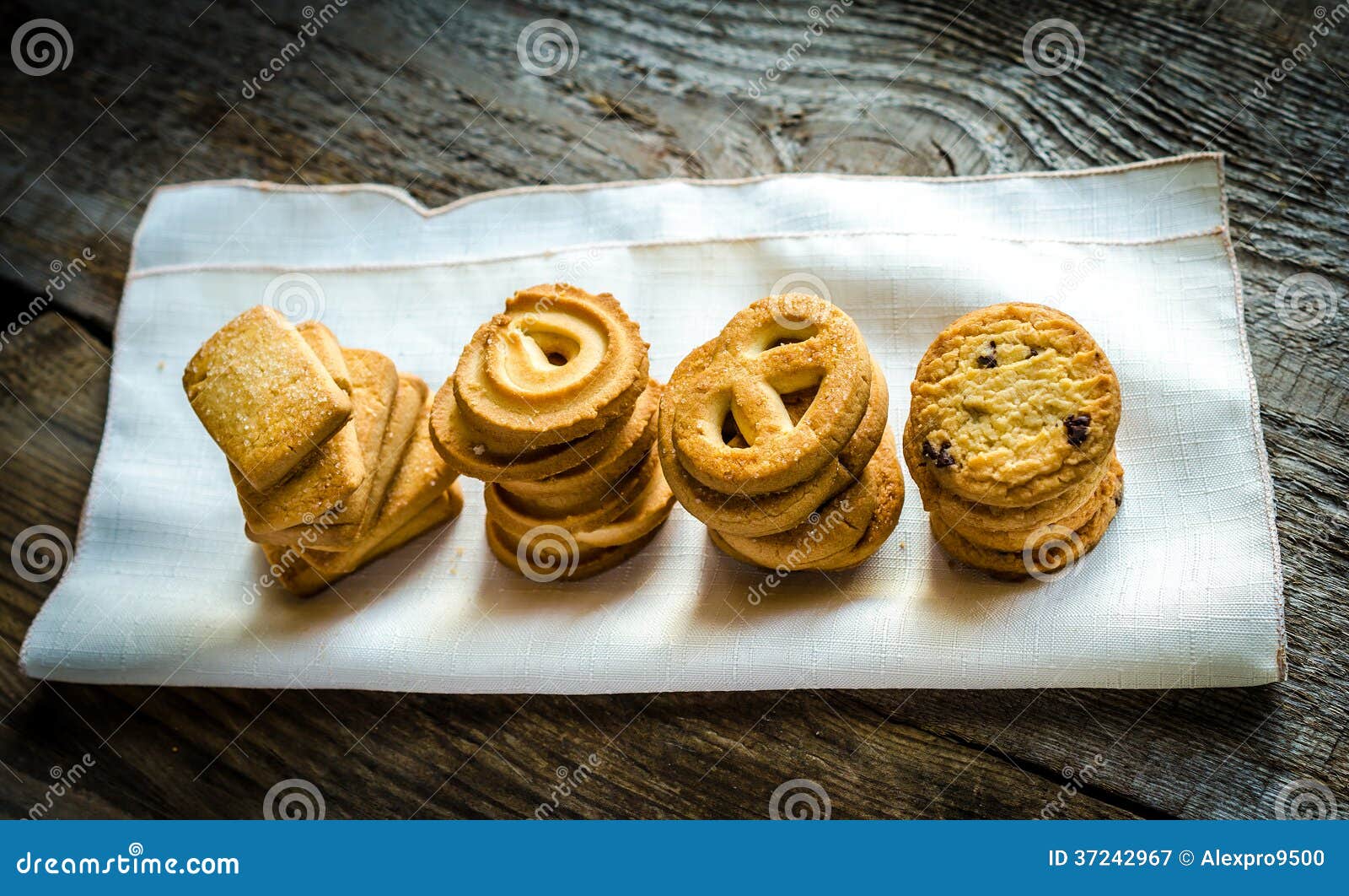 Butter Cookies Arranged in a Row Stock Image - Image of cream ...