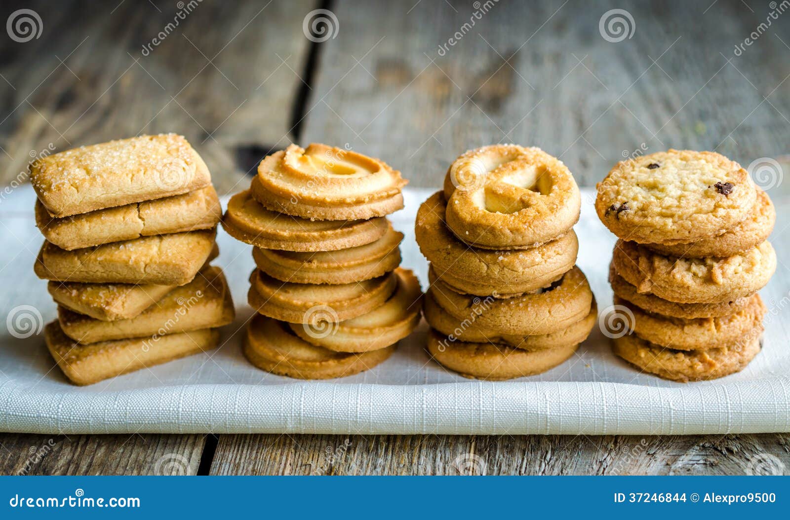 Butter Cookies Arranged in a Row Stock Photo - Image of round ...