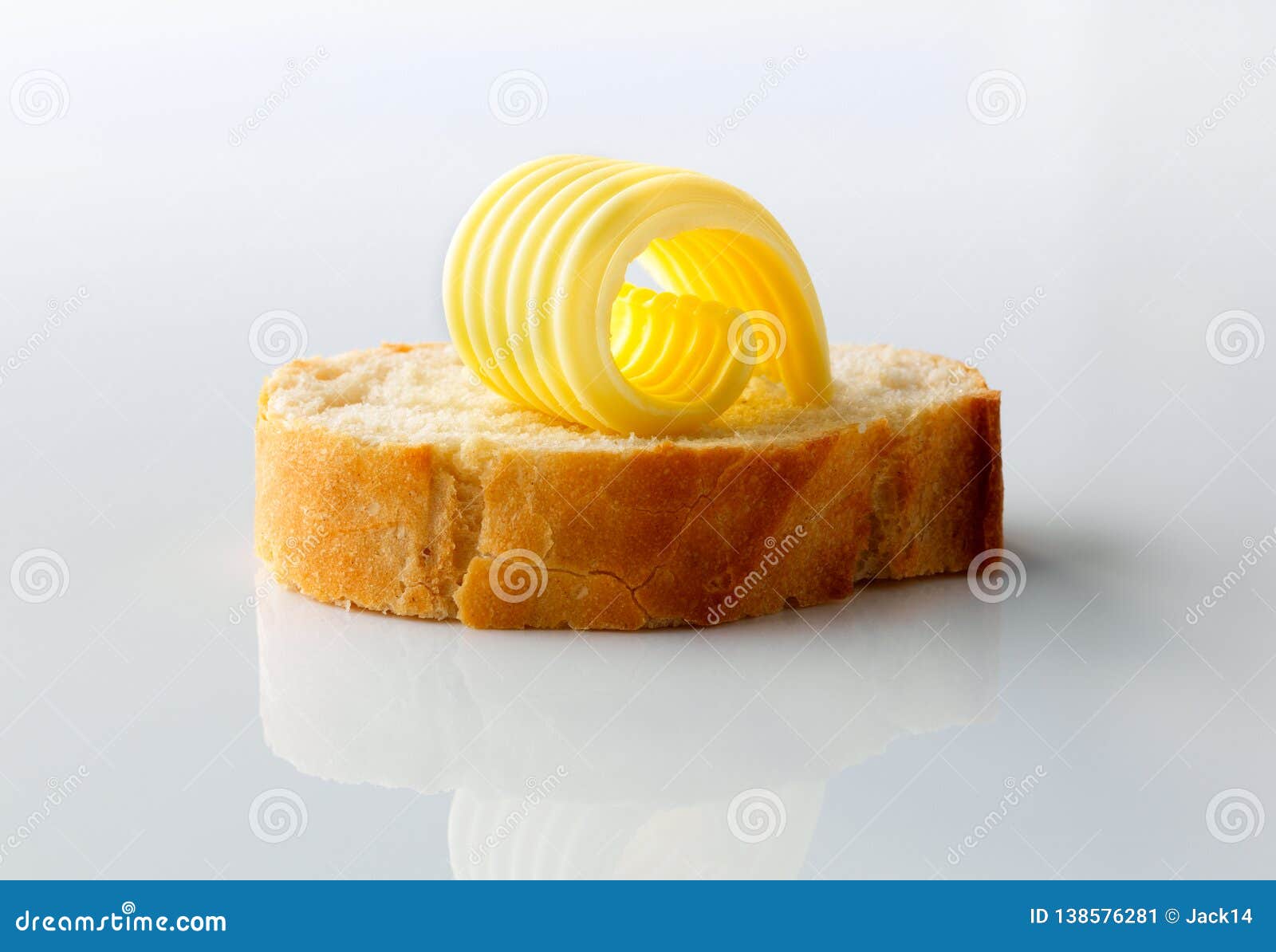 Butter Curl or Roll on Baguette Bread Stock Image - Image of drink ...