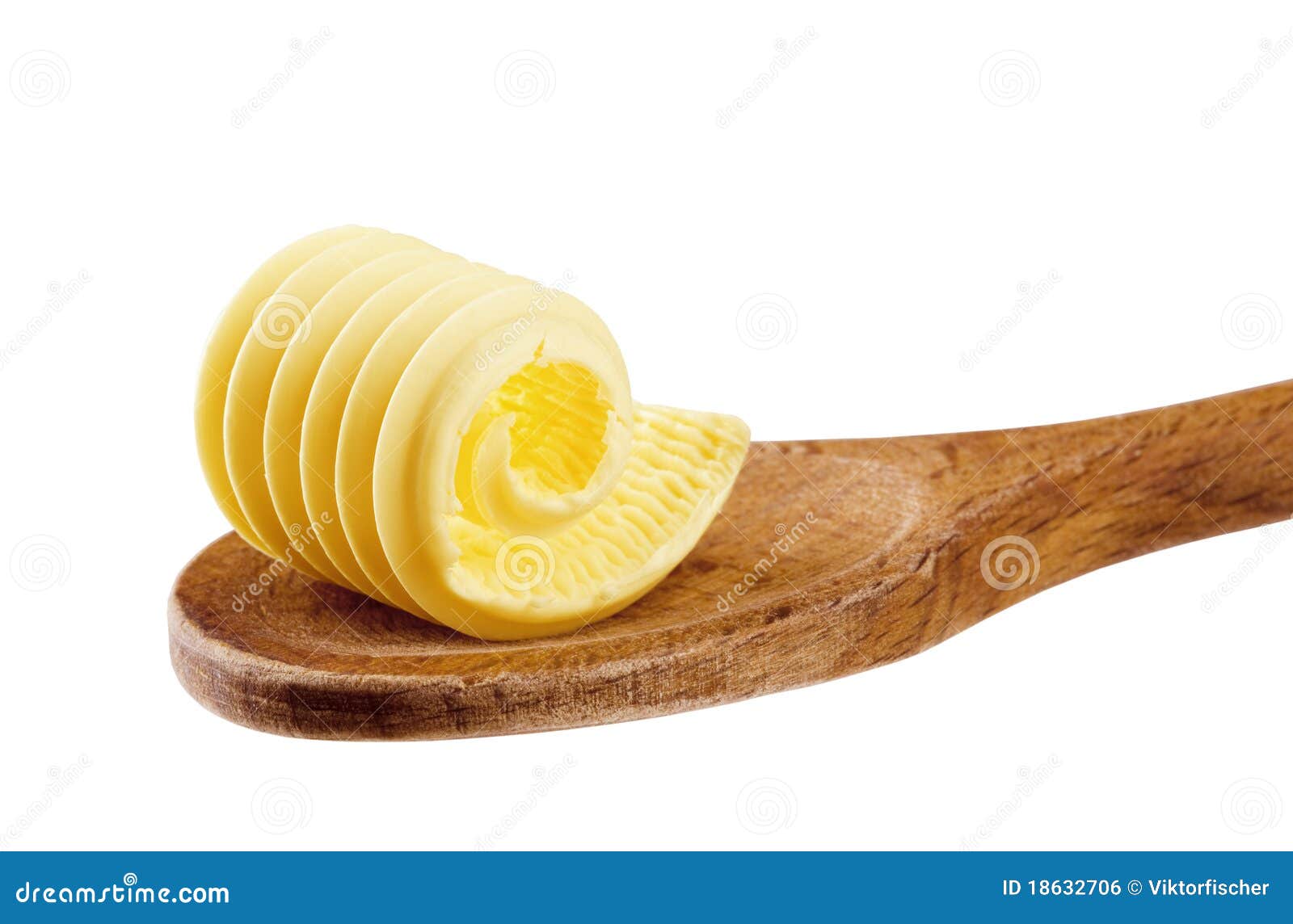 Butter Curl on a Wooden Spoon Stock Photo - Image of ingredient ...