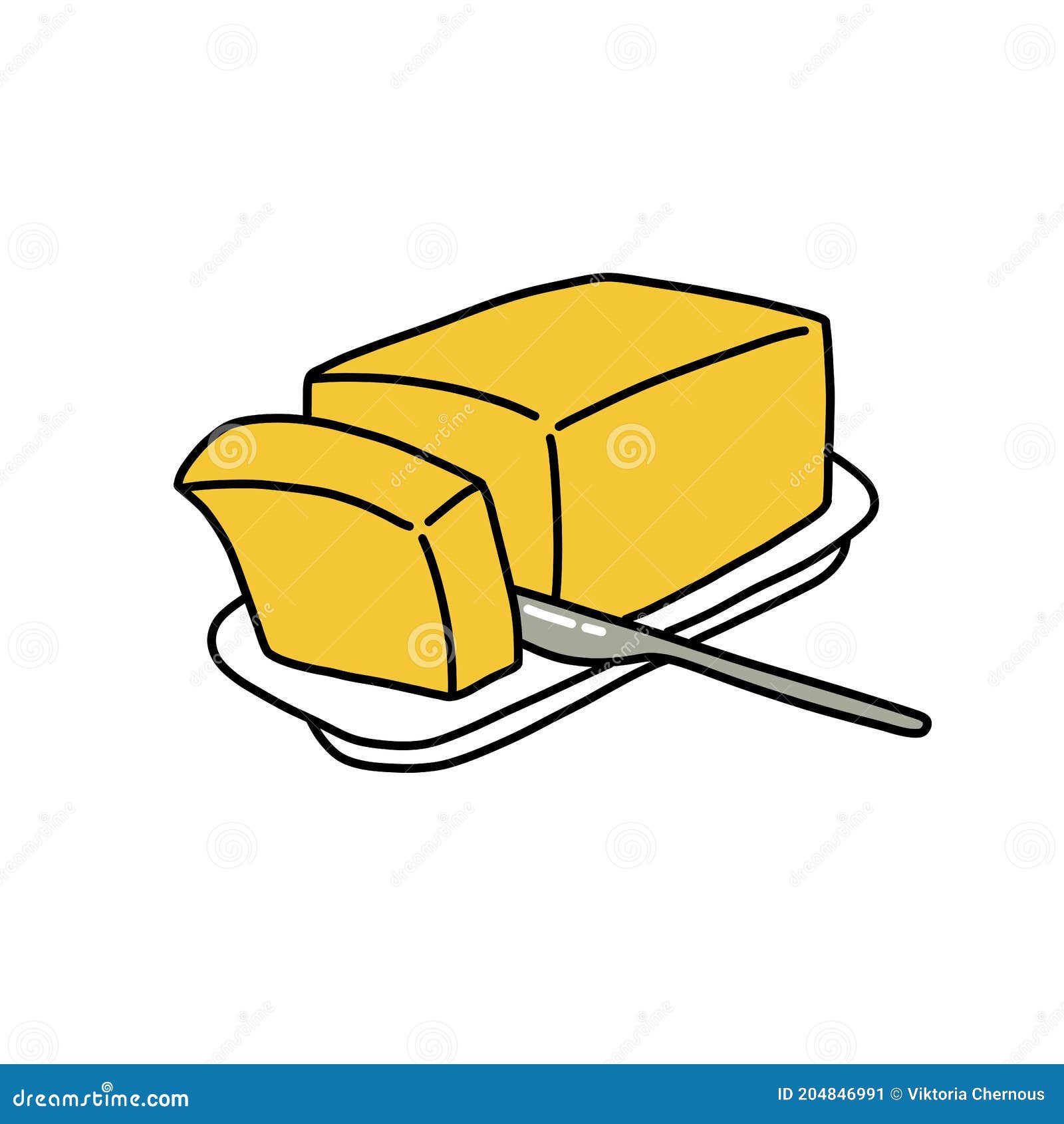 Butter Doodle Icon, Vector Color Cute Illustration Stock Illustration ...