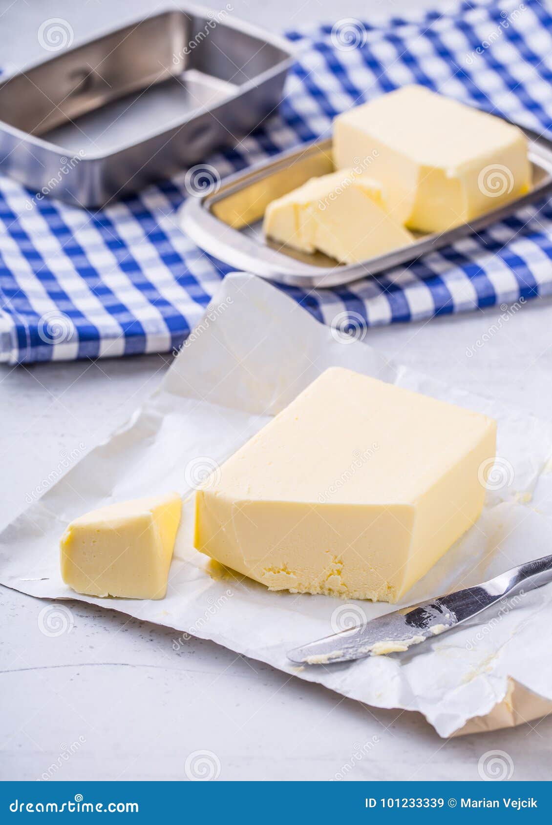 Butter. Fresh Butter on the Kitchen Table Stock Image - Image of white ...