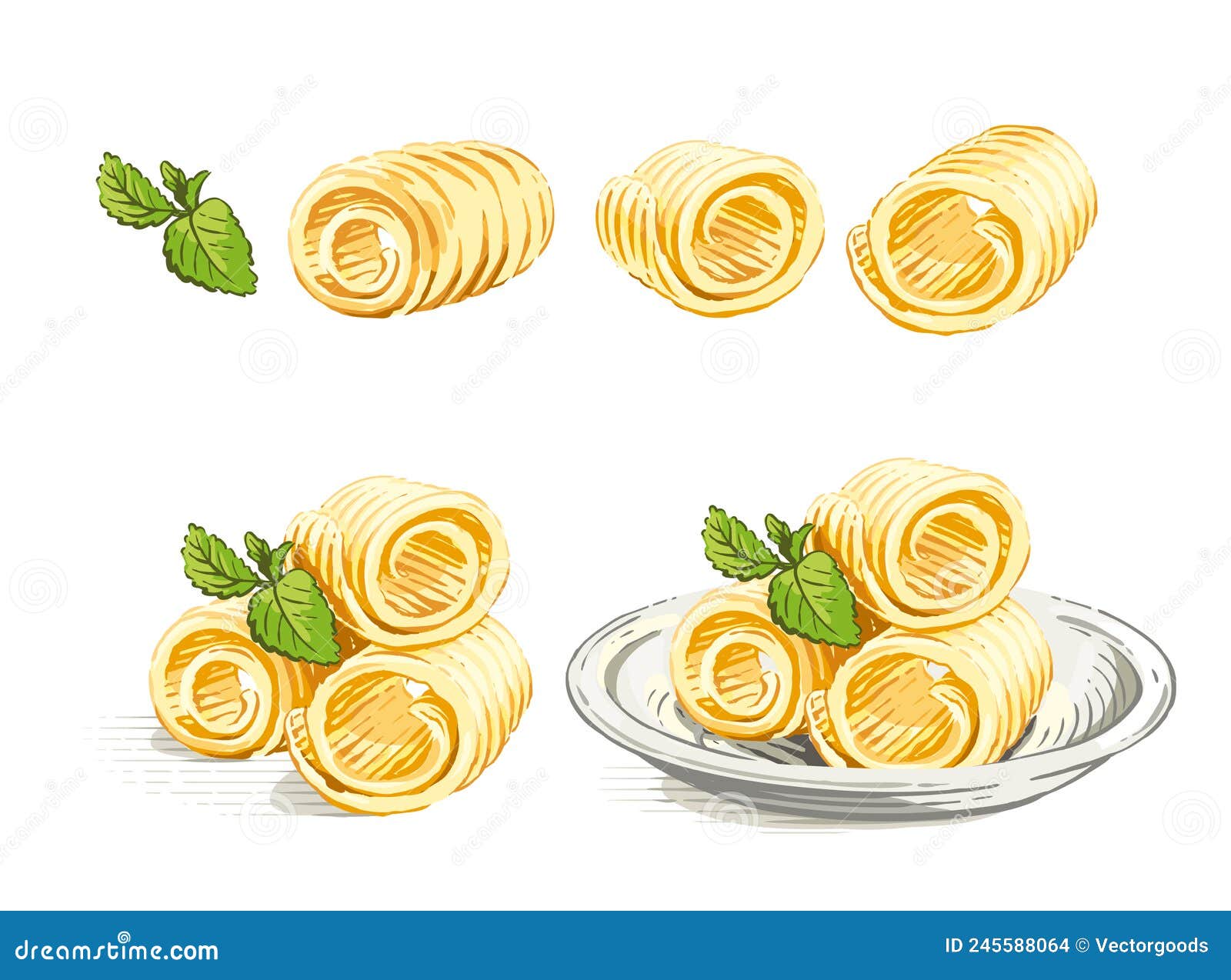 Butter Hand Drawing Sketch Engraving Illustration Style Stock Vector ...