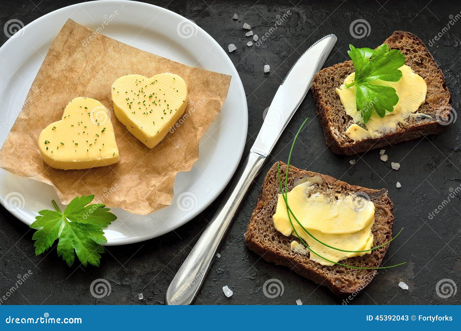 Butter hearts stock image. Image of toast, background - 45392043