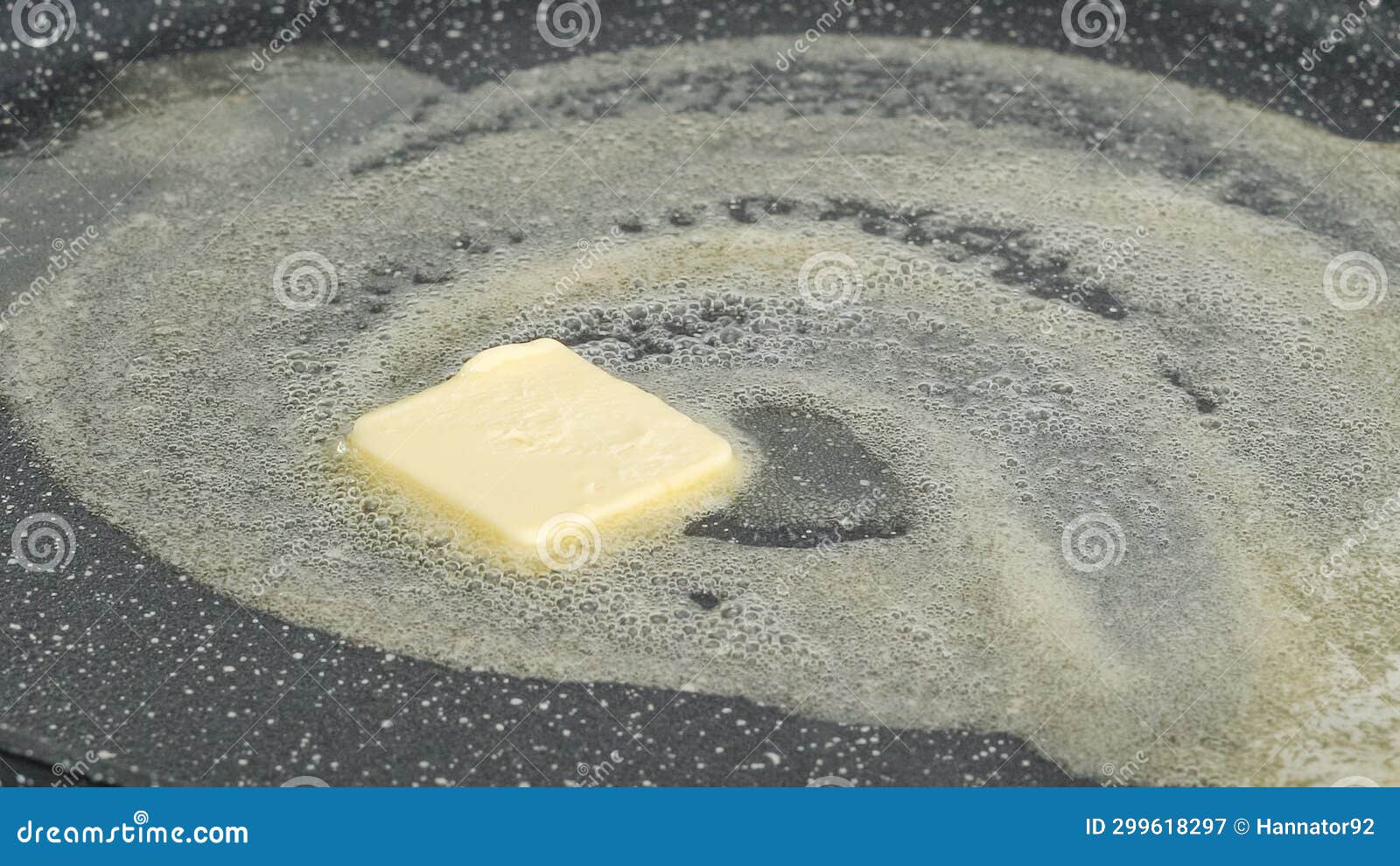 Butter on a hot frying pan stock image. Image of knife - 299618297