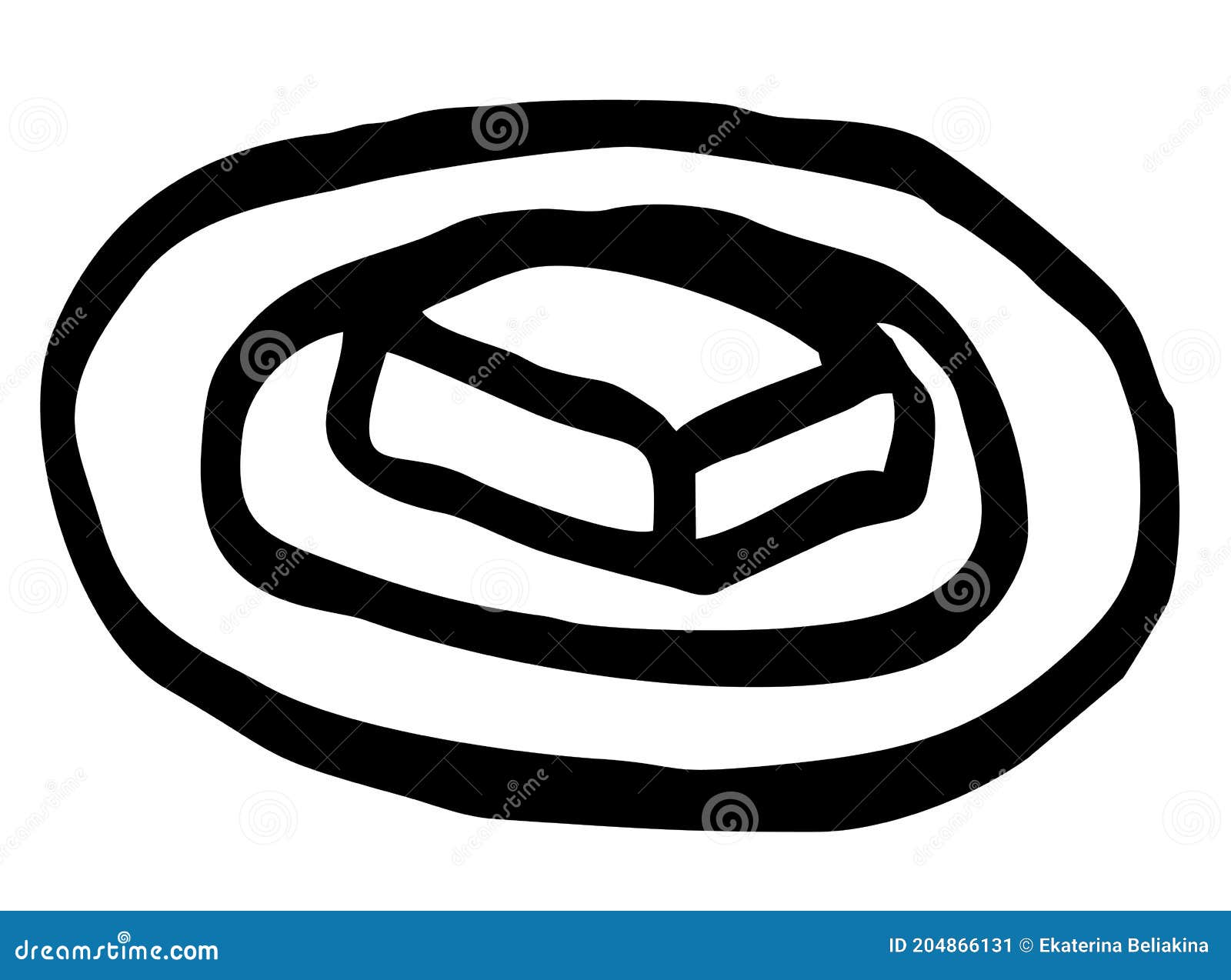 Butter Icon on a Plate, Food Painted in Black and White on a White ...