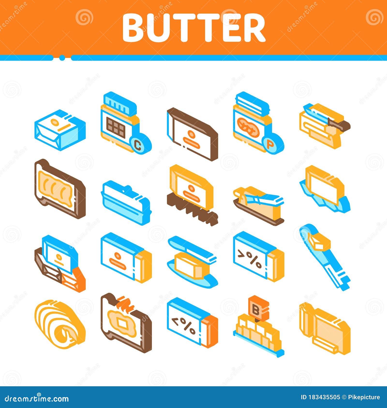 Butter or Margarine Isometric Icons Set Vector Stock Vector ... Butter or Margarine Isometric Icons Set Vector Stock Vector ...