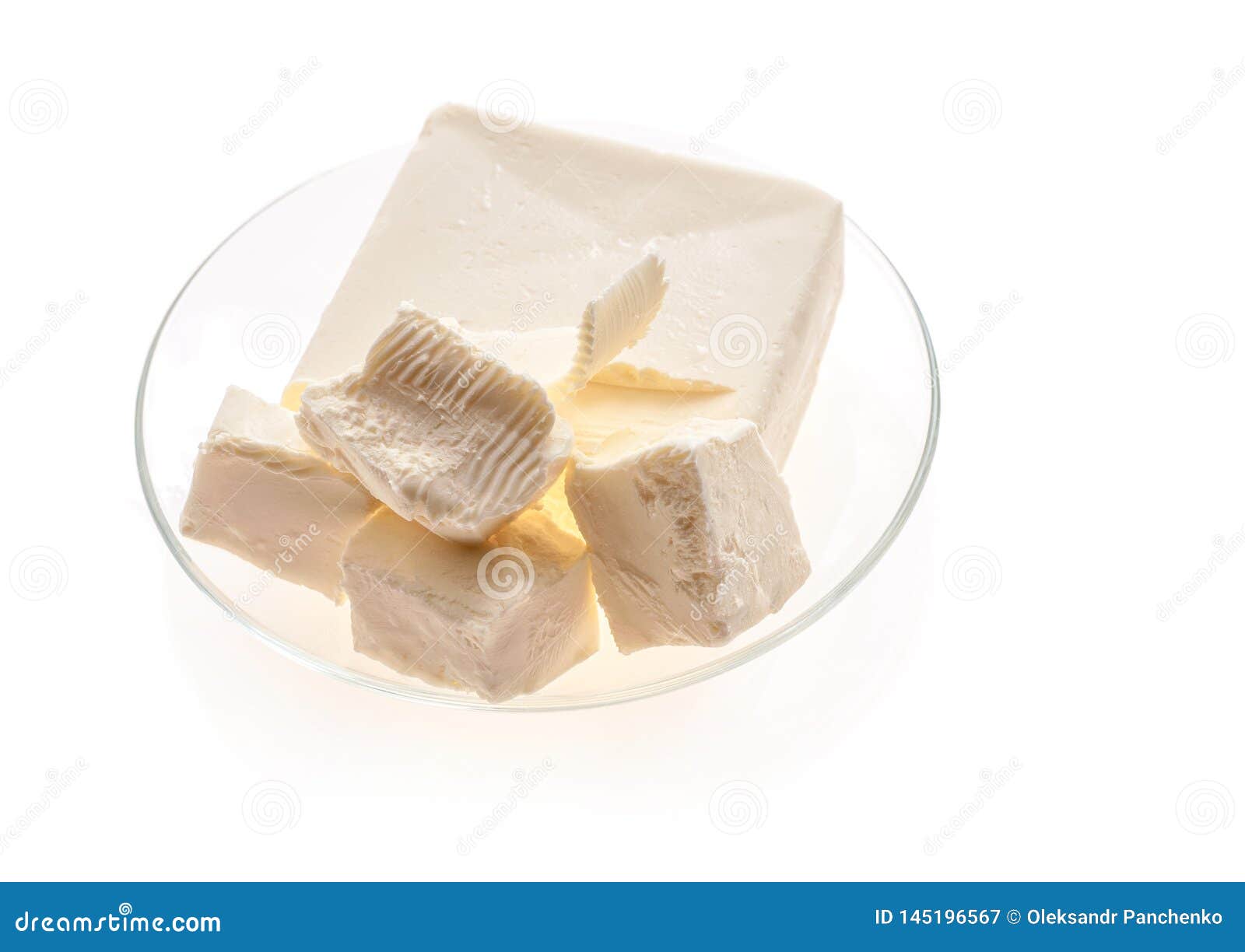 Butter Pieces in Plate Isolated on White Background Stock Image - Image ...