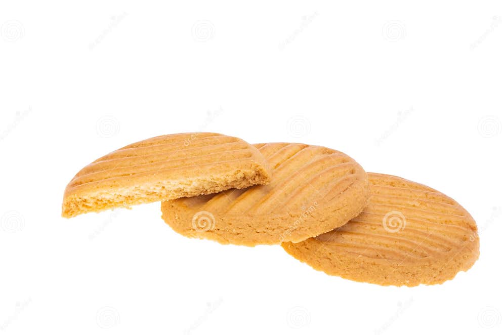 Butter Round Cookie Isolated Stock Photo - Image of shortbread ...