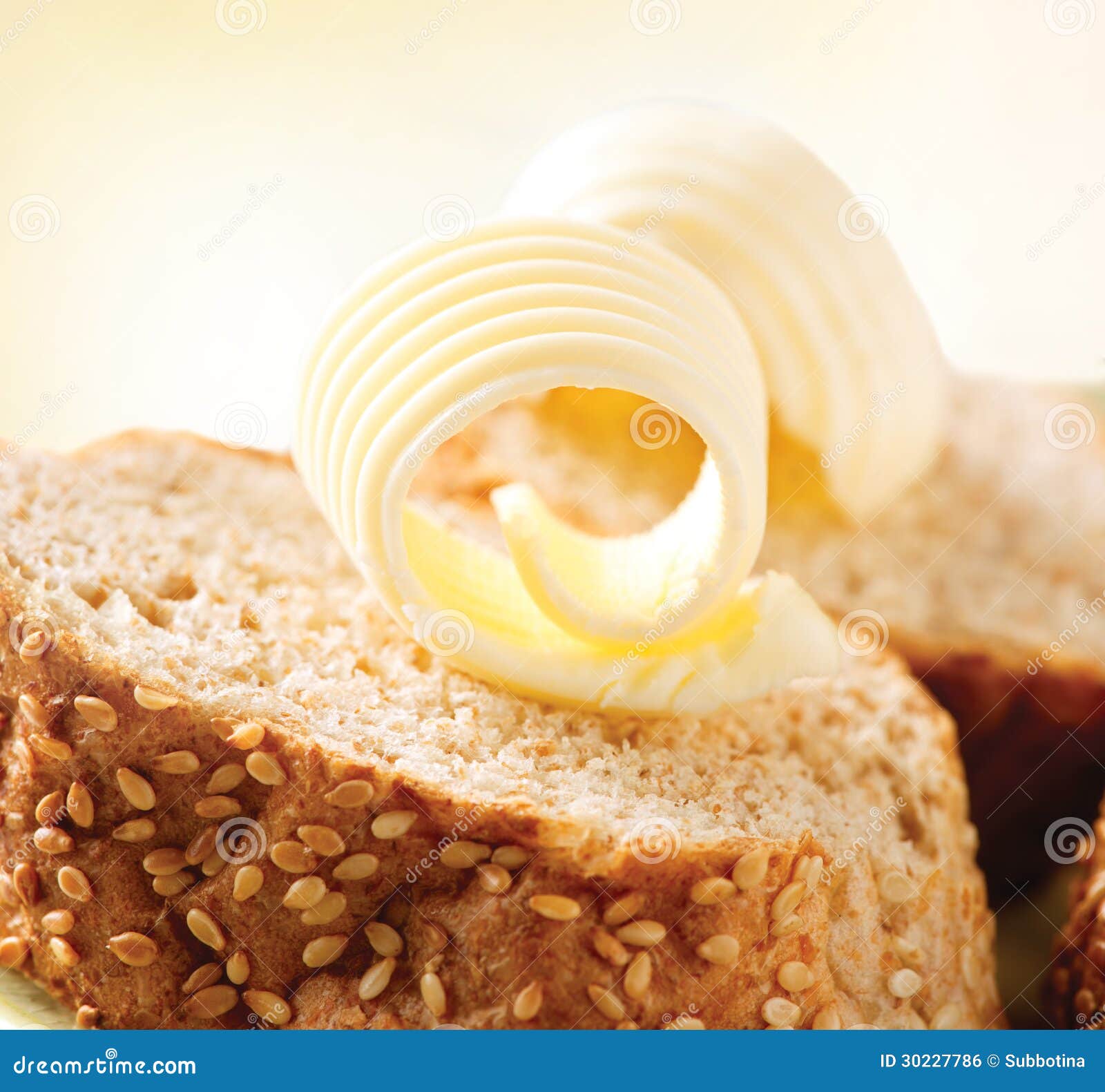 Butter on a Slice of Bread stock photo. Image of flavour - 30227786