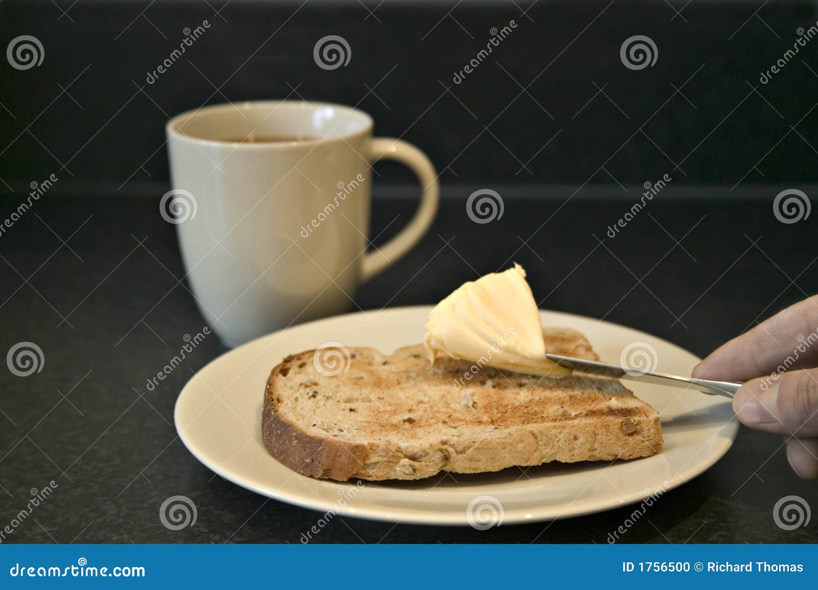 Butter on toast stock photo. Image of food, plate, coffee - 1756500