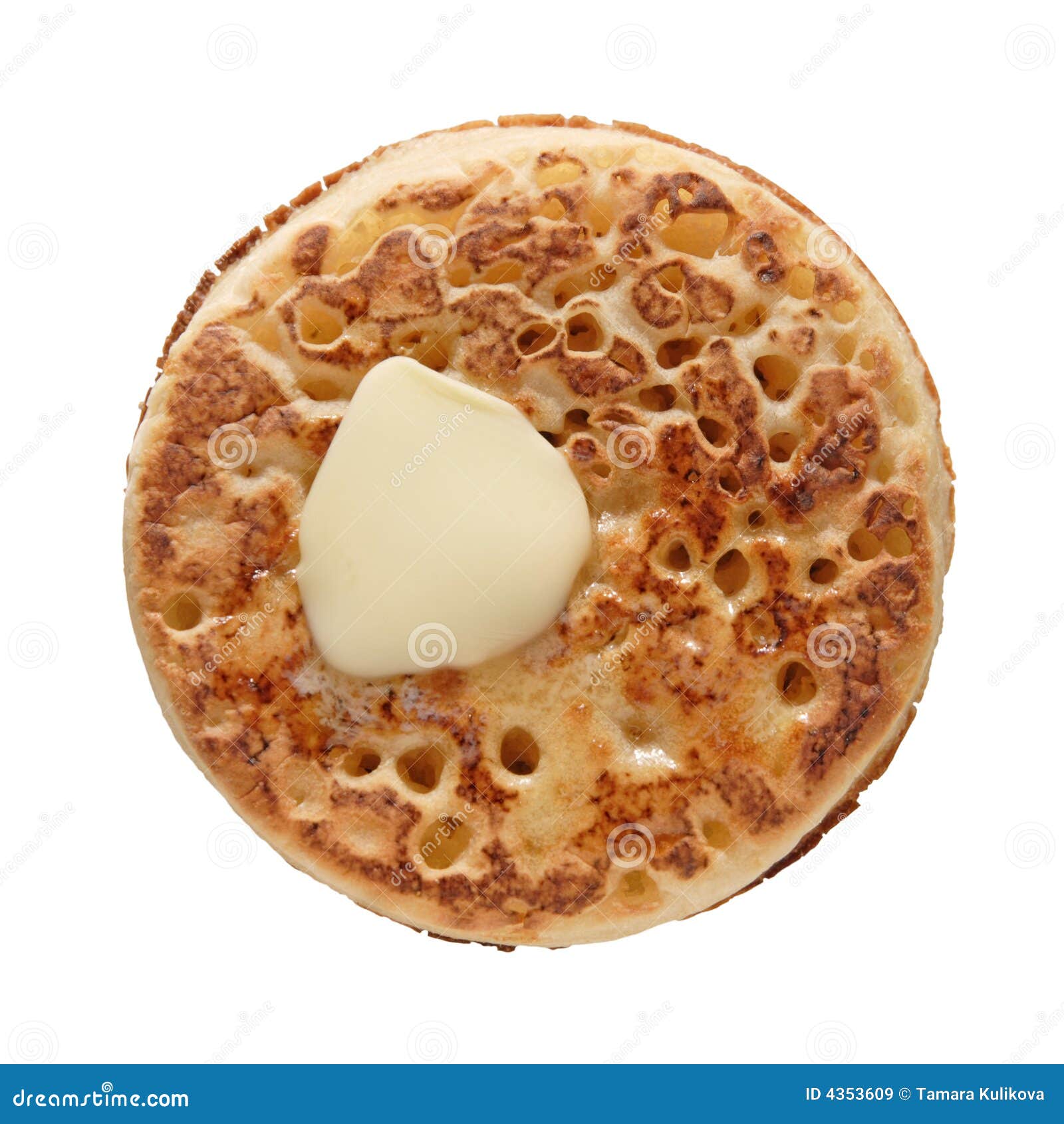 Buttered crumpet, stock image. Image of buttered, isolated - 4353609