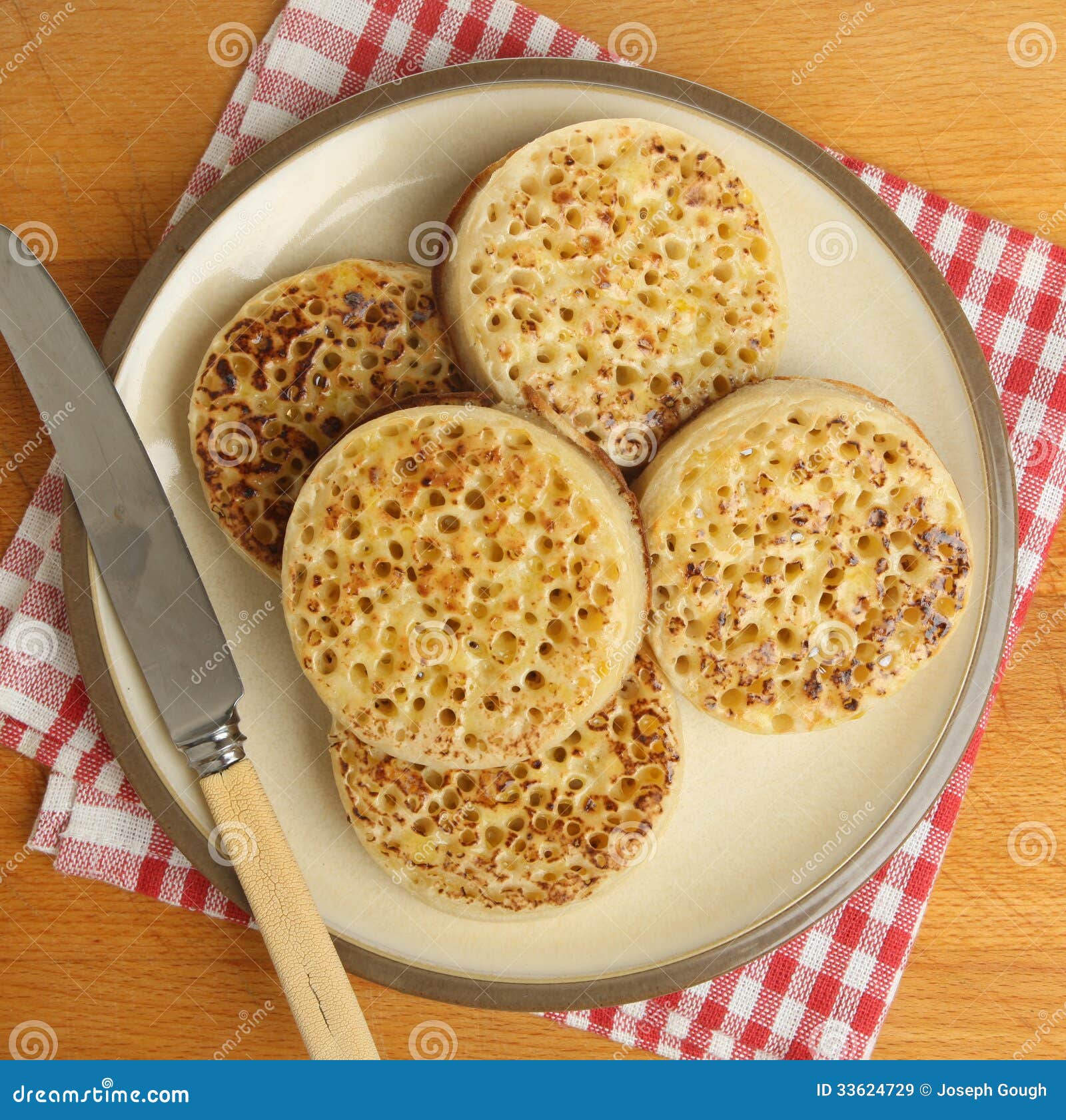 Buttered Crumpets stock image. Image of closeup, british - 33624729