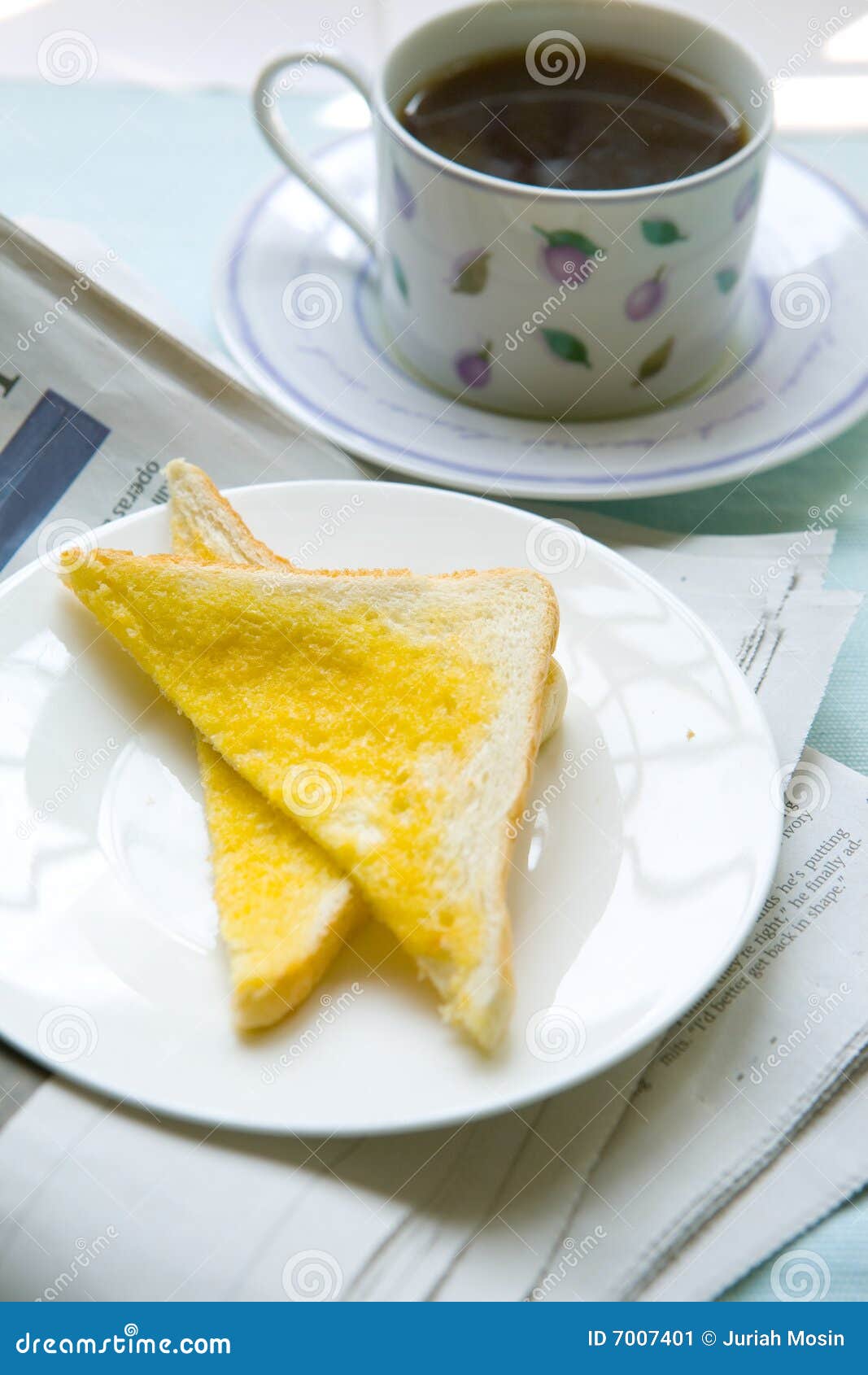 Buttered Toast and Cup of Black Coffee Stock Image - Image of bread ...