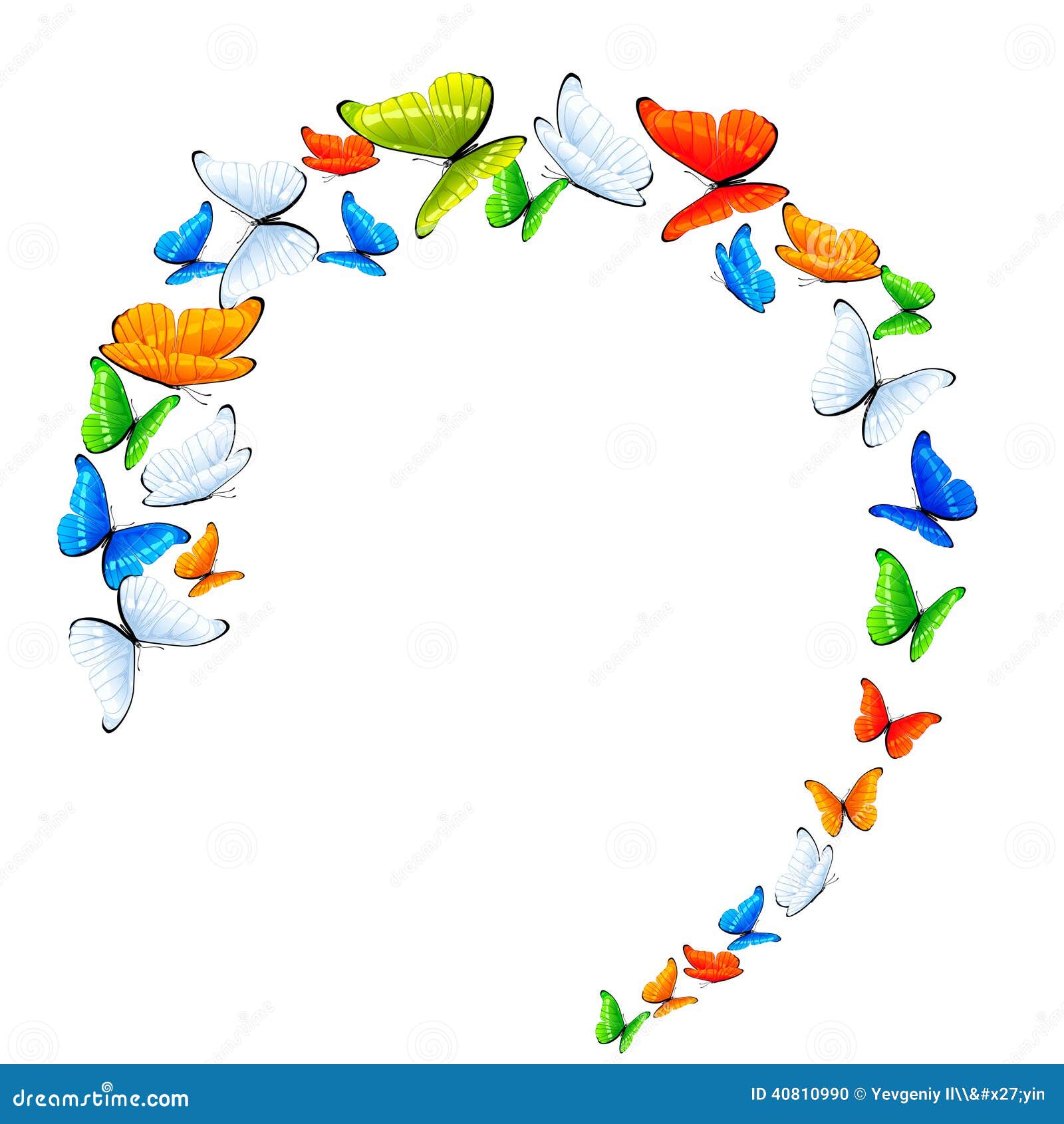 Butterflies in a circle stock vector. Illustration of circle - 40810990