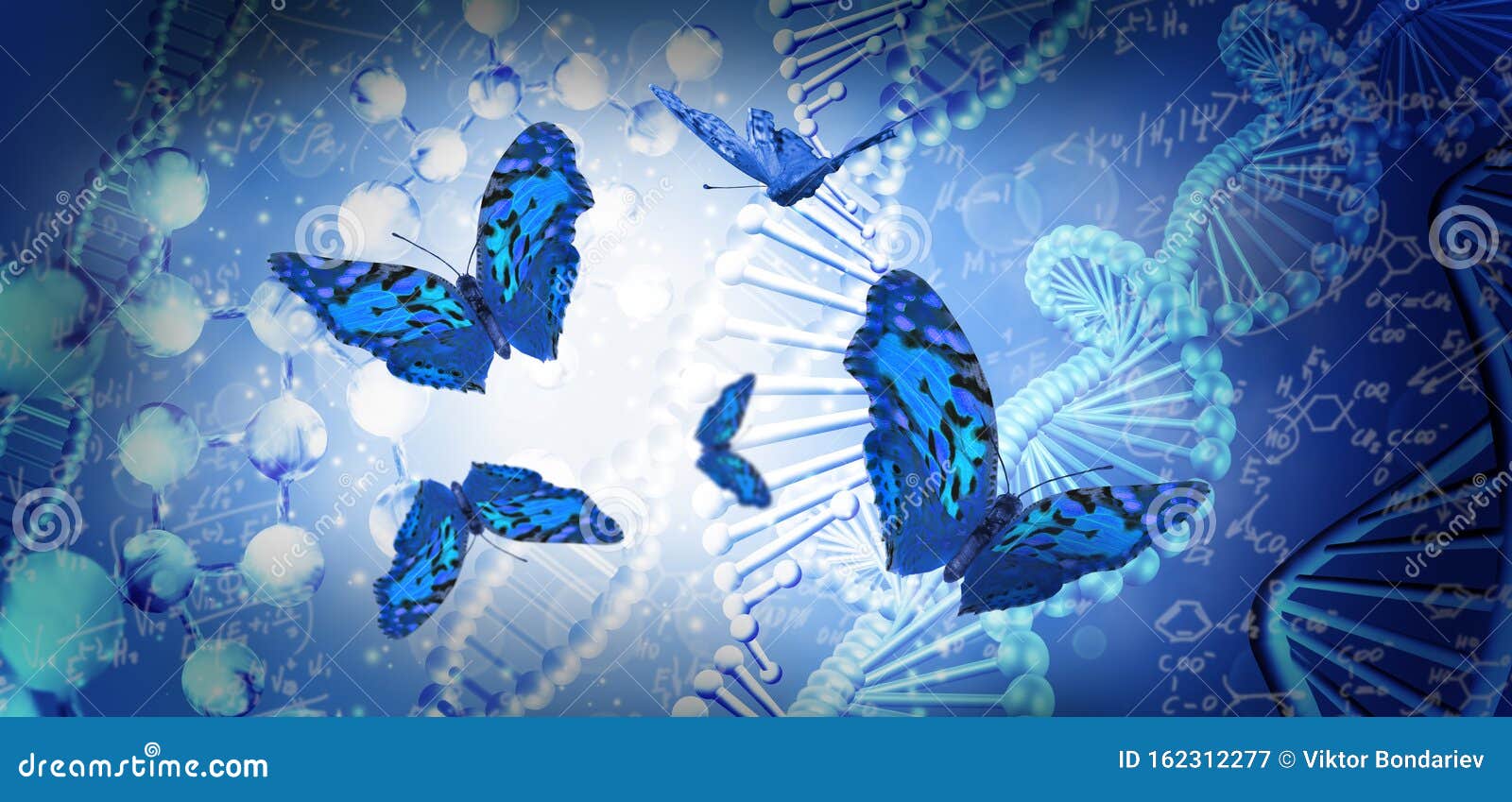 Butterflies on Dna Chain Background Stock Image - Image of ...