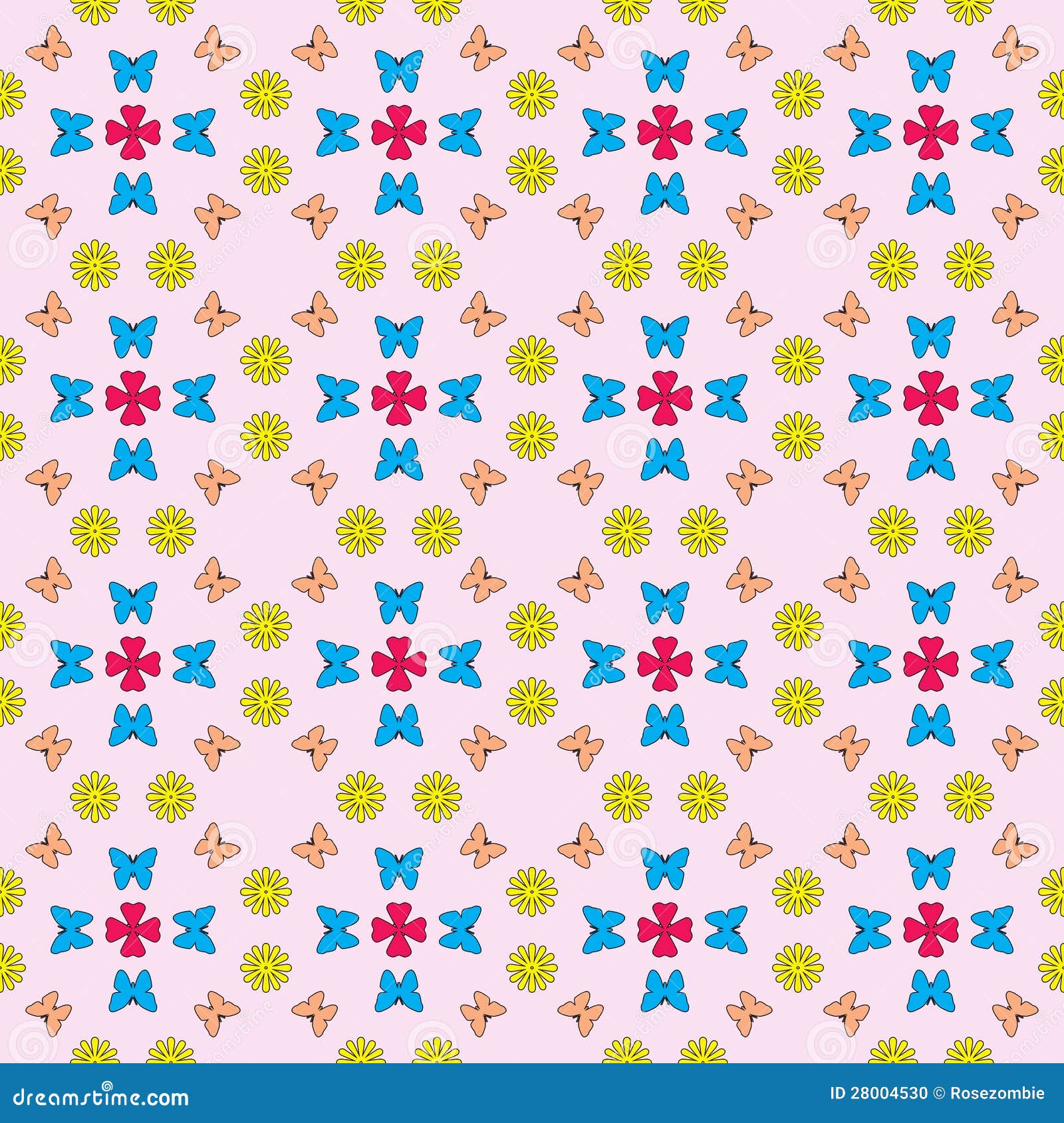 Butterflies and Flower Pattern Stock Illustration - Illustration of ...