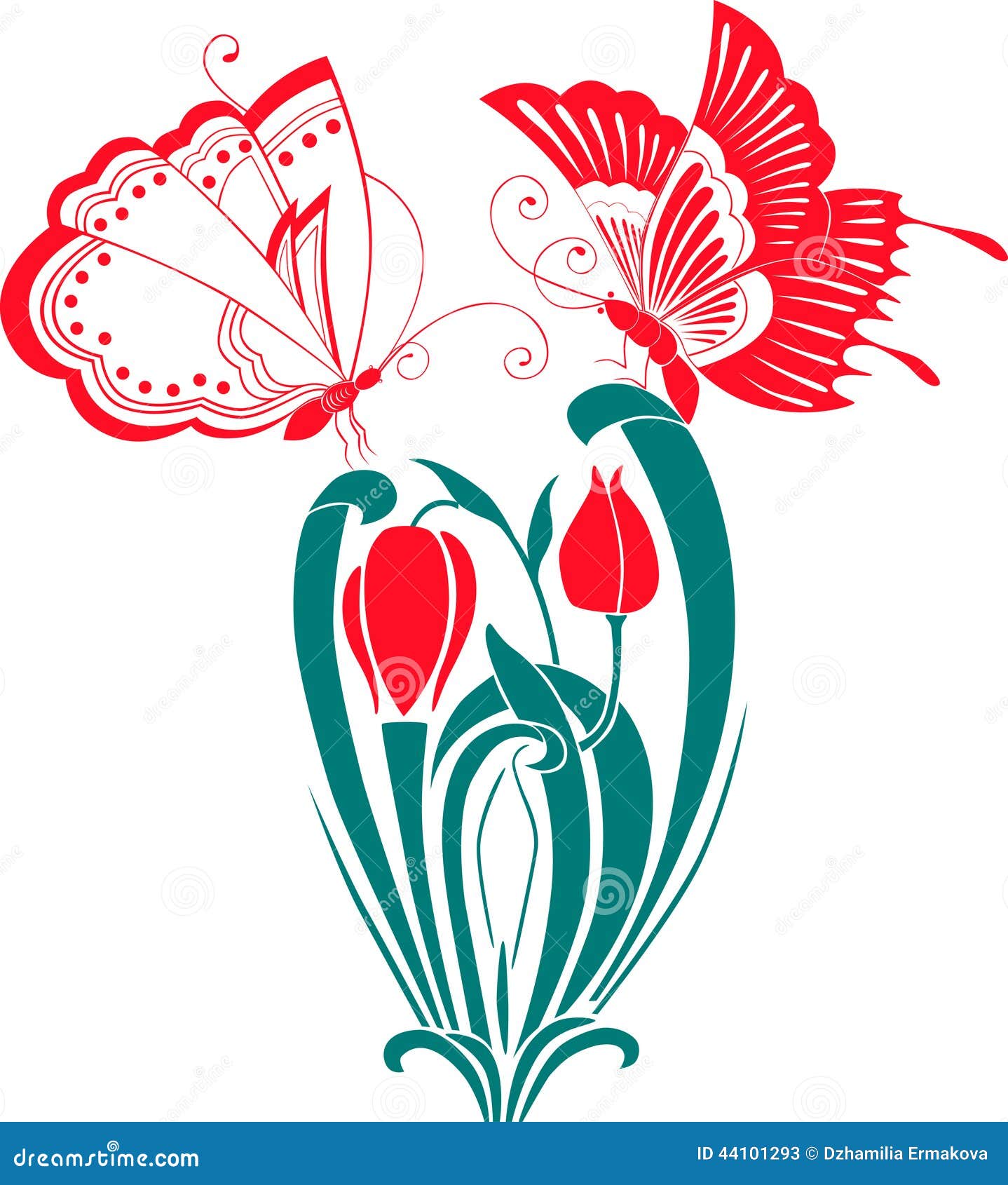 Butterflies on a flower stock vector. Illustration of decorative - 44101293