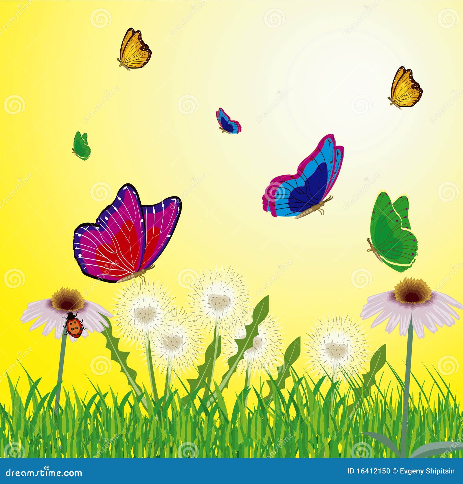 Butterflies Flying In Light Of The Moon Cartoon Vector | CartoonDealer ...