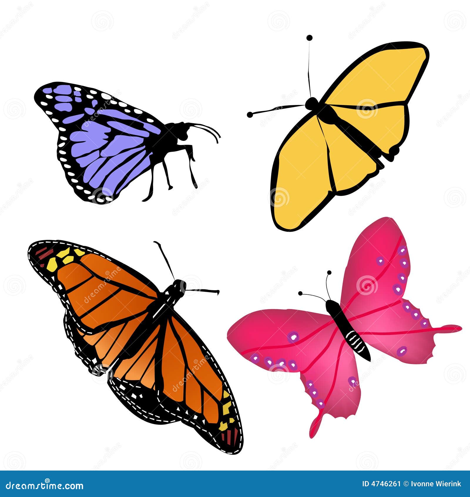 Butterflies-four stock vector. Illustration of colorful - 4746261