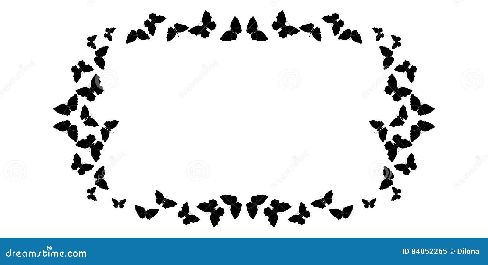 Butterflies Frame. Rectangle Pattern, Border. Black Butterflies ...