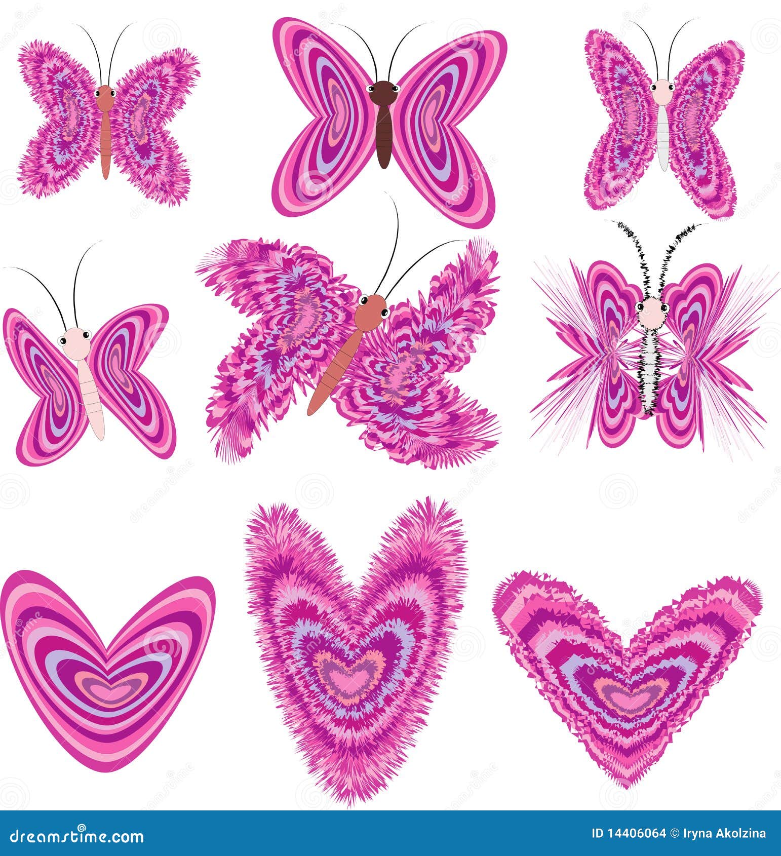 Butterflies and hearts stock vector. Illustration of flying - 14406064