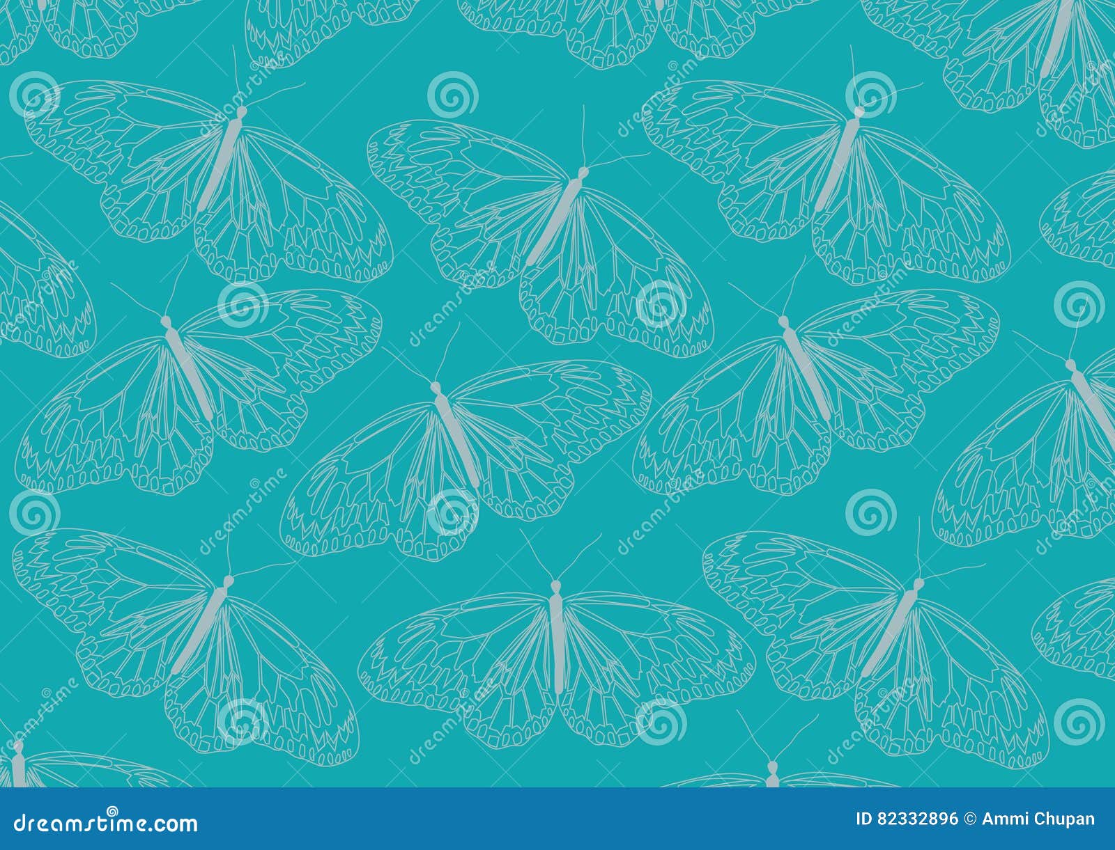 Butterflies Line Art Pattern Design on Blue Background.. Stock Vector ...