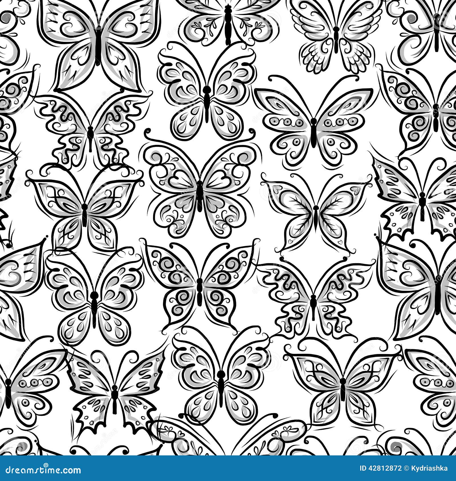 Butterflies Ornate, Seamless Pattern for Your Stock Vector ...