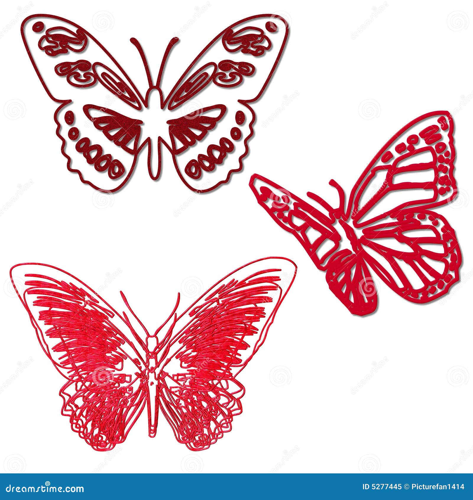 Butterflies outline red stock vector. Illustration of colourful - 5277445