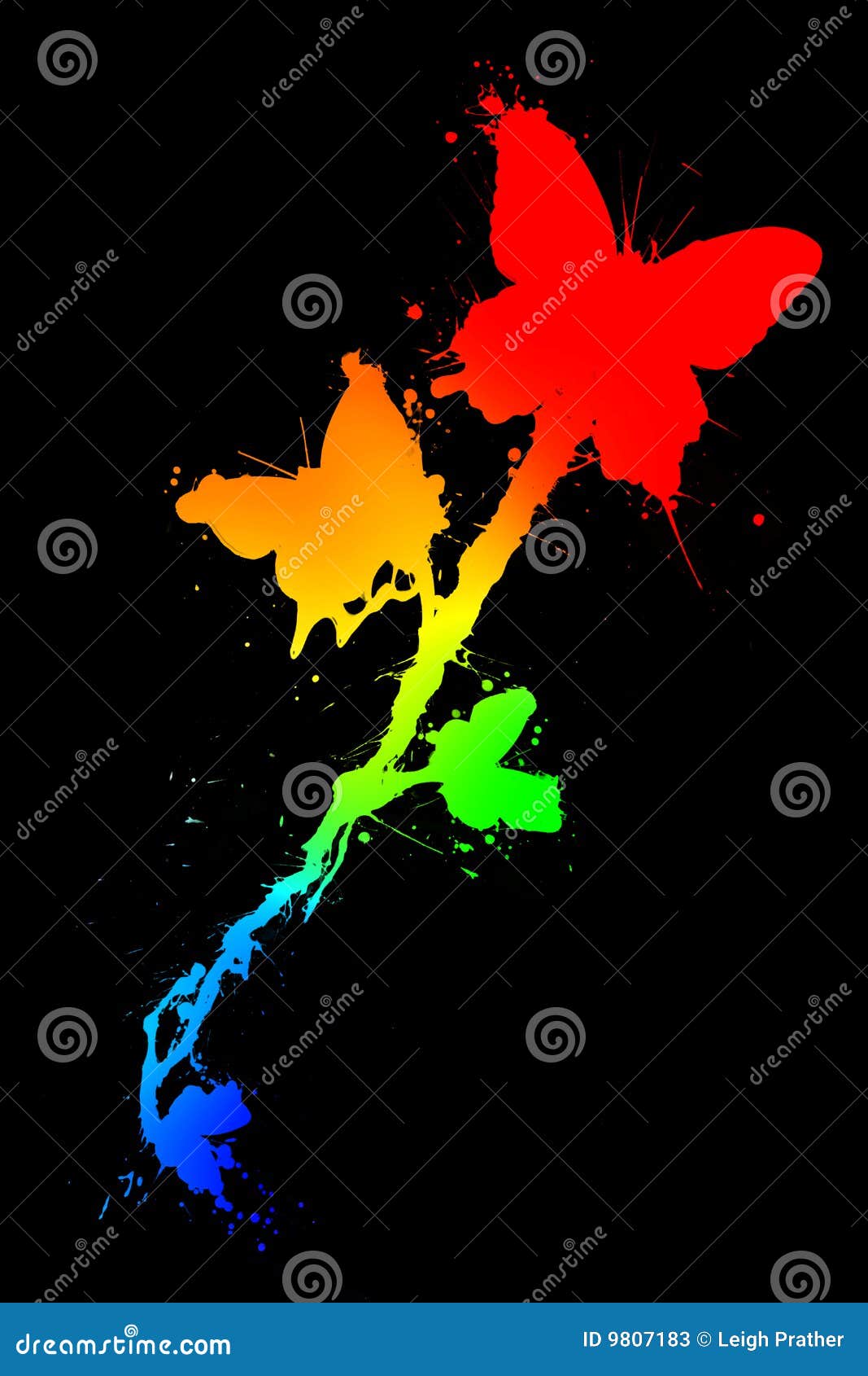 Butterflies in Paint Splatter Stock Illustration - Illustration of ...