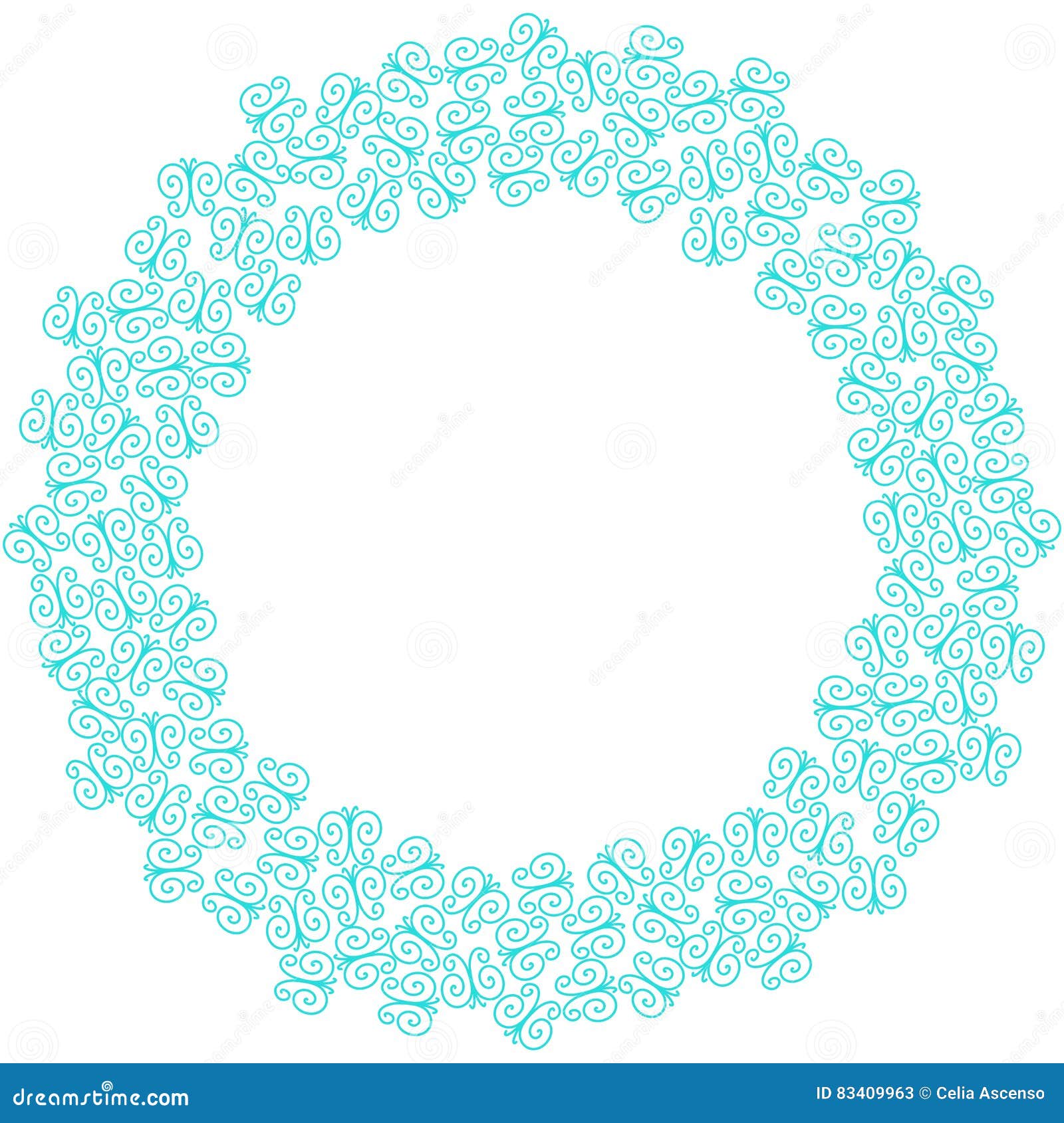 Butterflies Round Border Frame Stock Illustration - Illustration of ...