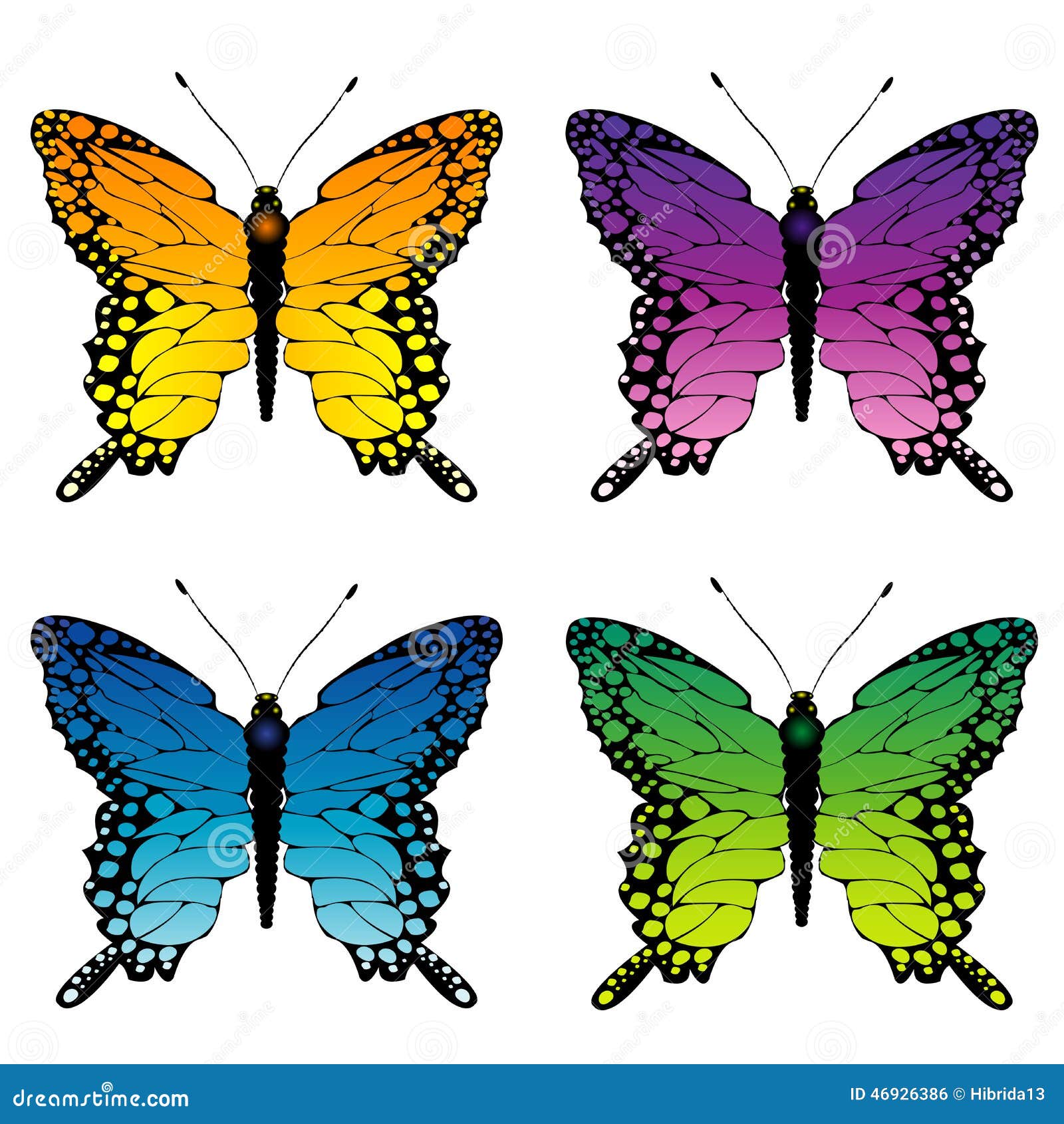 Butterflies set stock vector. Illustration of decorative - 46926386
