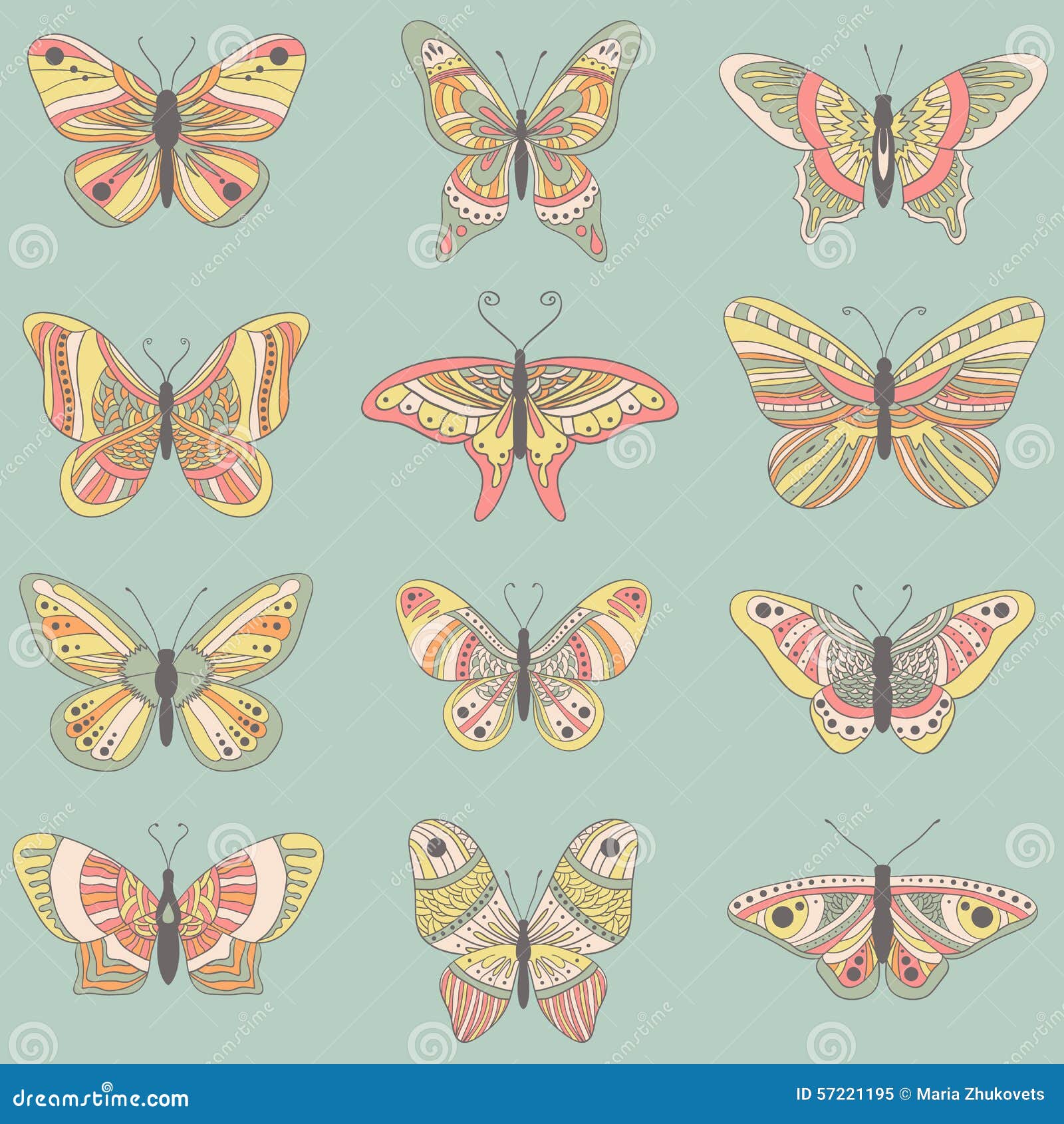 Butterflies set stock vector. Illustration of color, pattern - 57221195