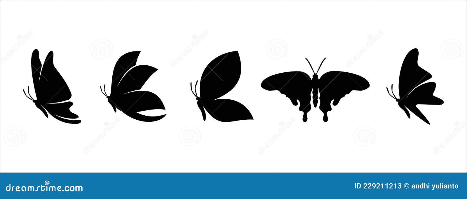 Butterflies Silhouette Set Butterflies Silhouettes Vector Set