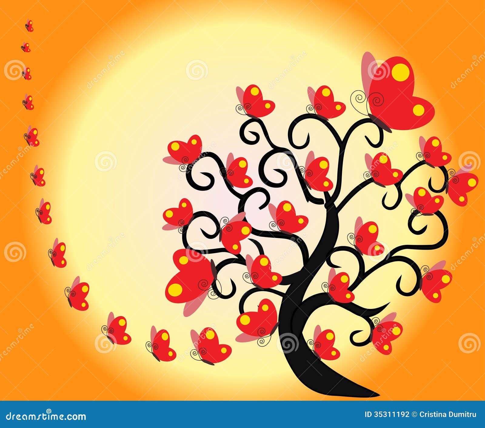 Butterflies tree stock vector. Illustration of nice, tree - 35311192