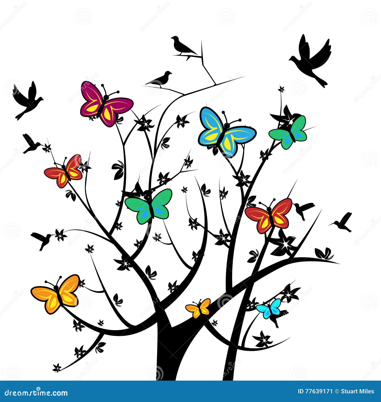 Butterflies in Tree Indicates Trees Trunk and Environment Stock ...