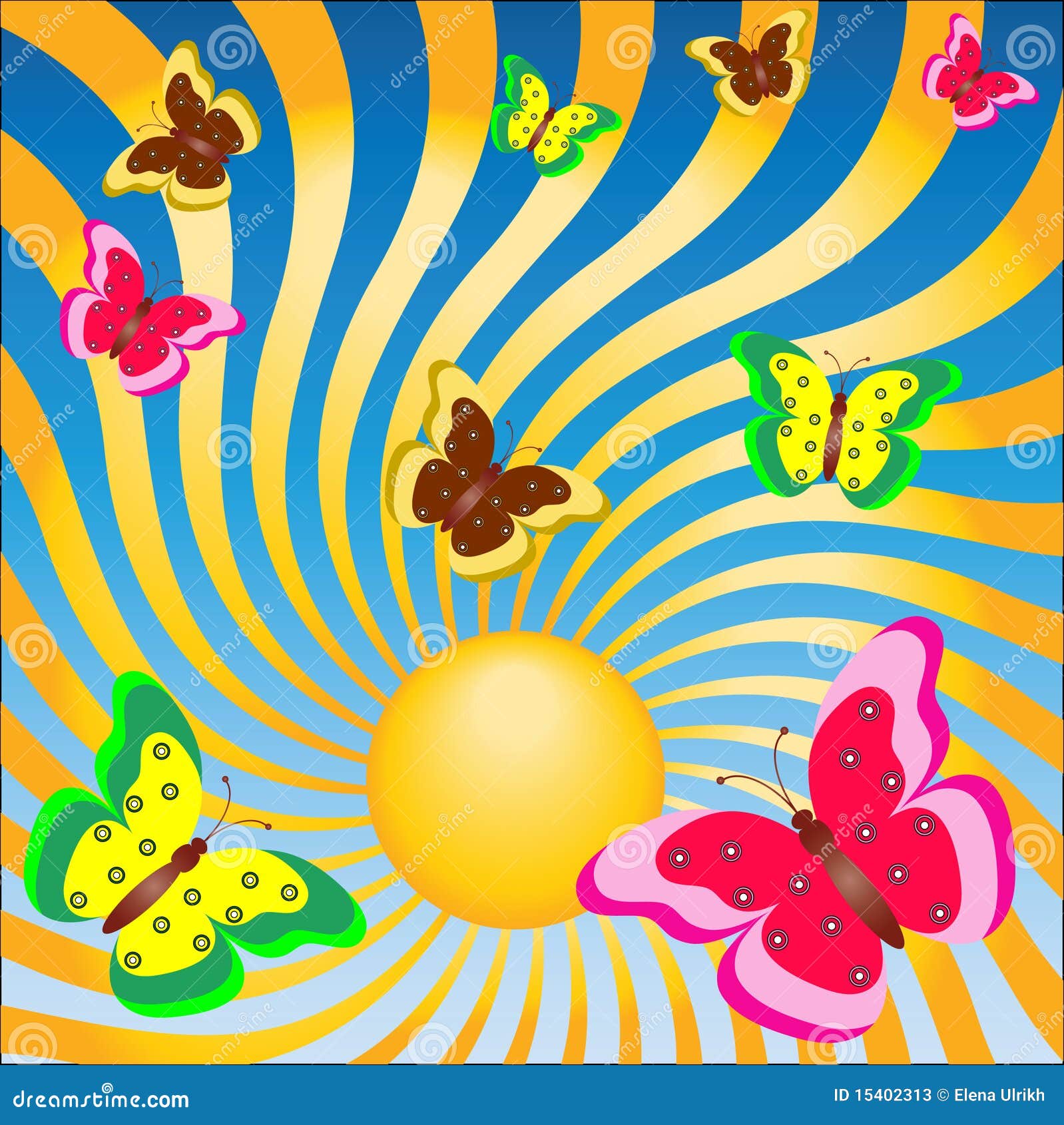 Butterflies Welcome the Sun Stock Vector - Illustration of clip, design ...