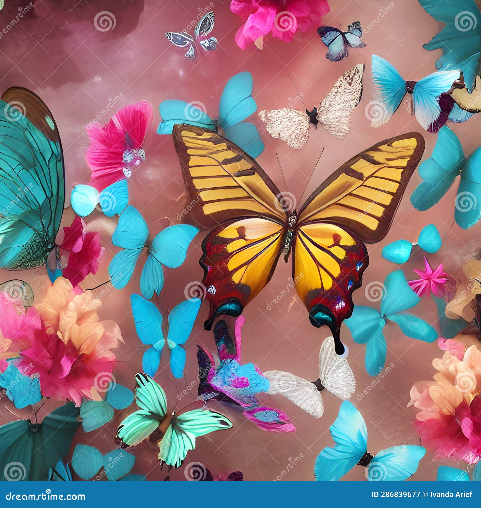 Butterfly Abstract Background, with Lot of Different Butterfly, Random ...
