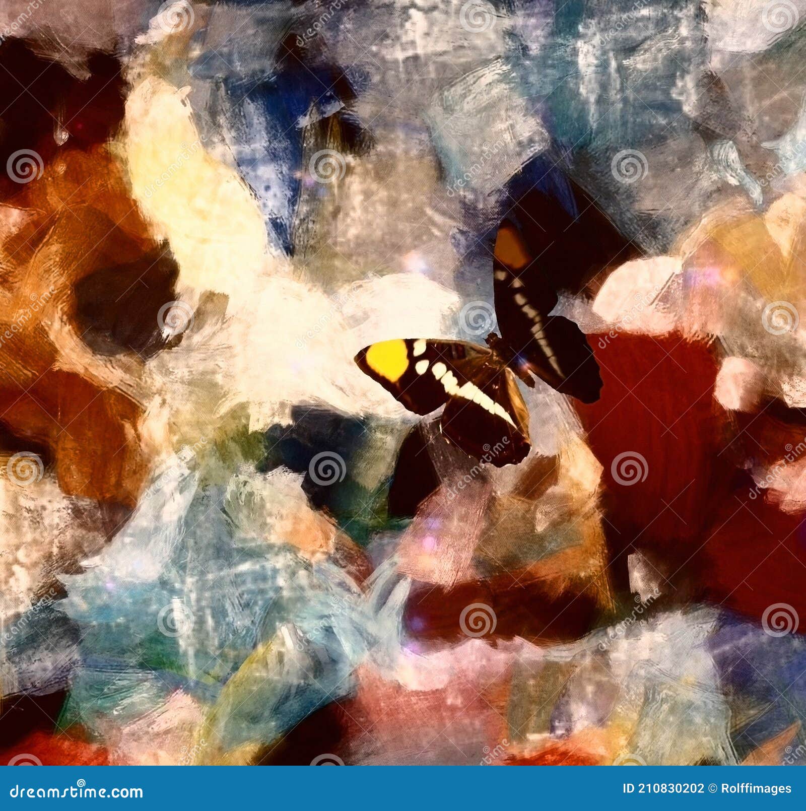Butterfly on Abstract Painting Stock Illustration - Illustration of ...