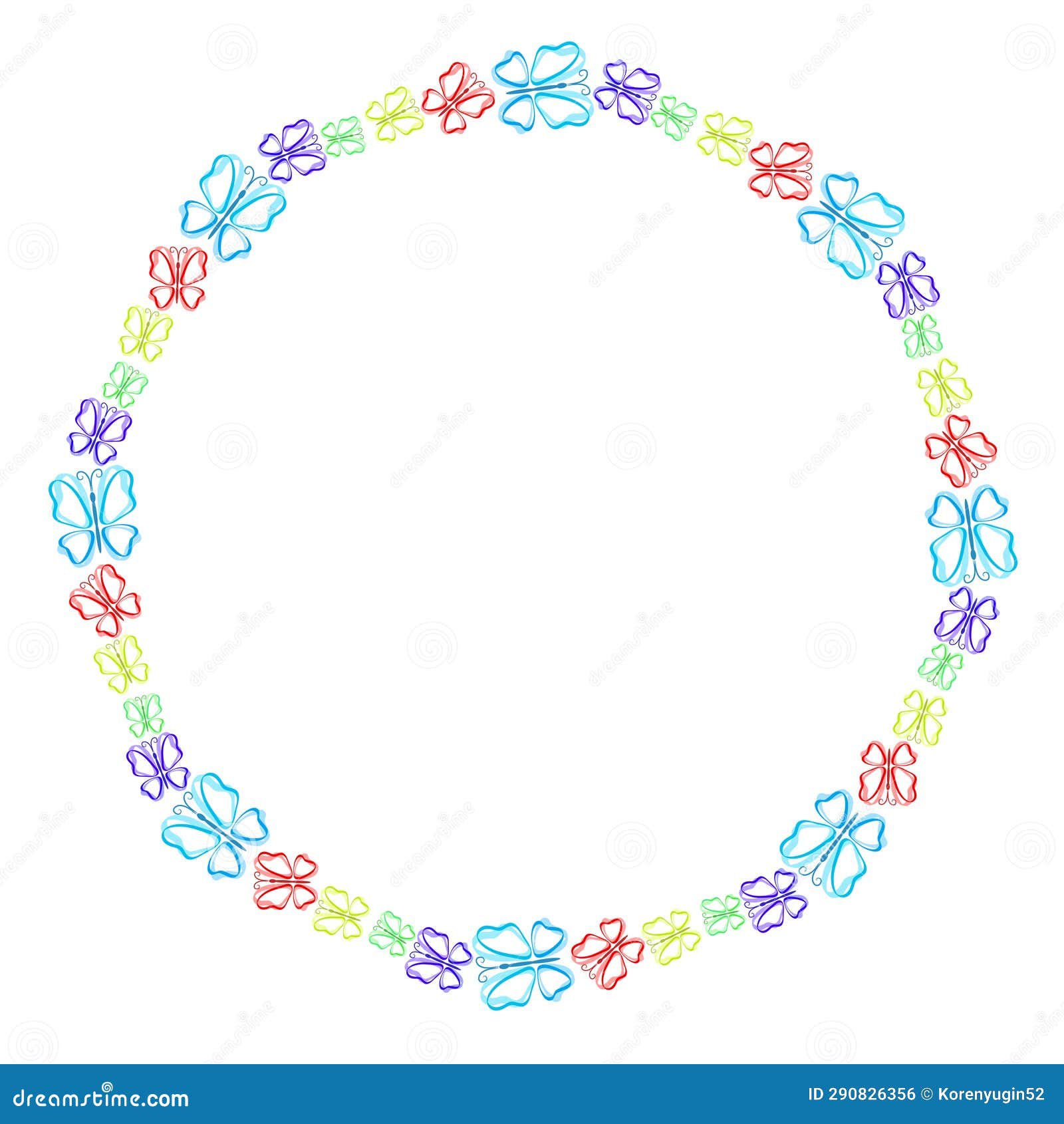 Butterfly Art Drawn Round Frame Stock Vector - Illustration of summer ...