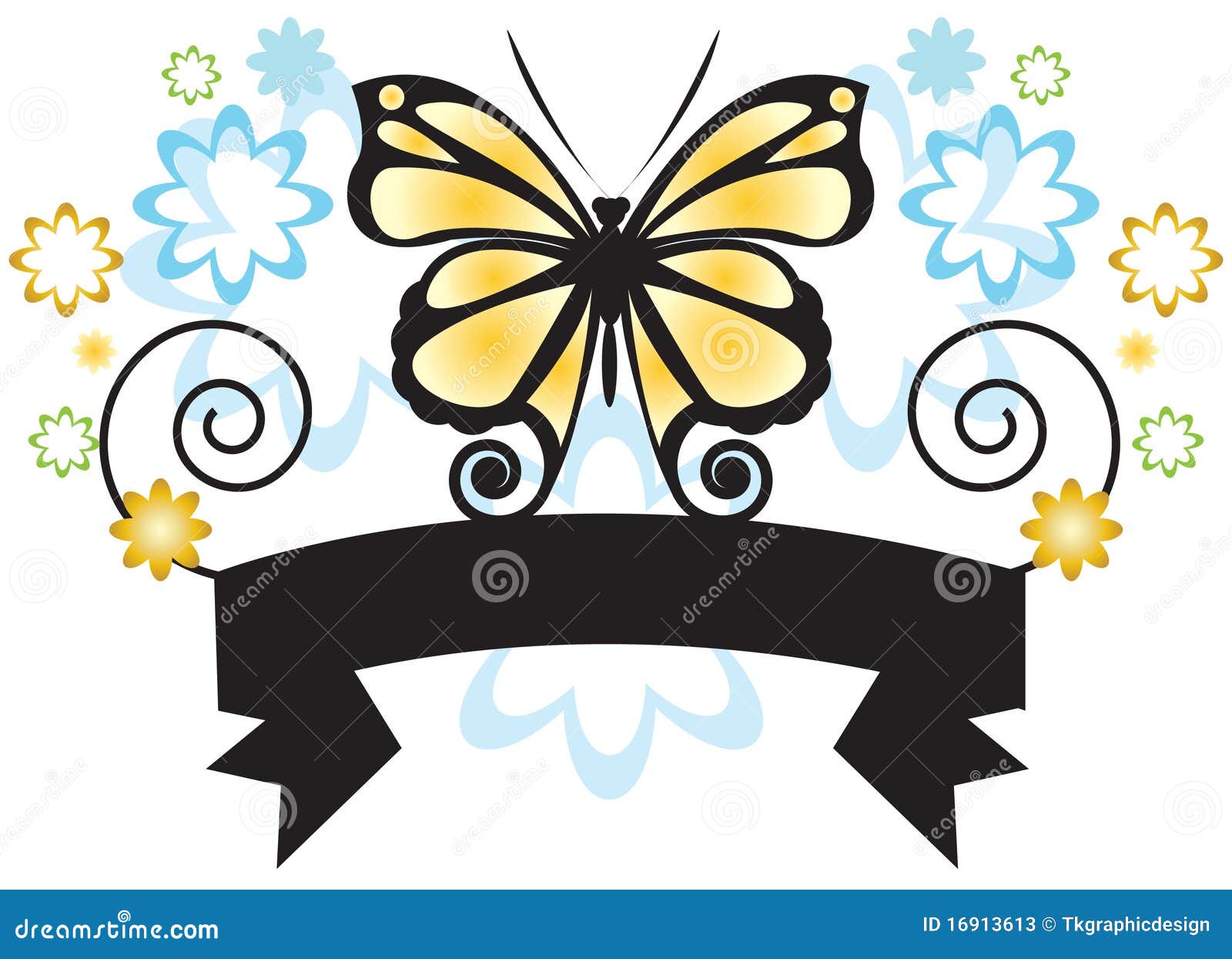 Butterfly Banner Cartoon Vector | CartoonDealer.com #22474861