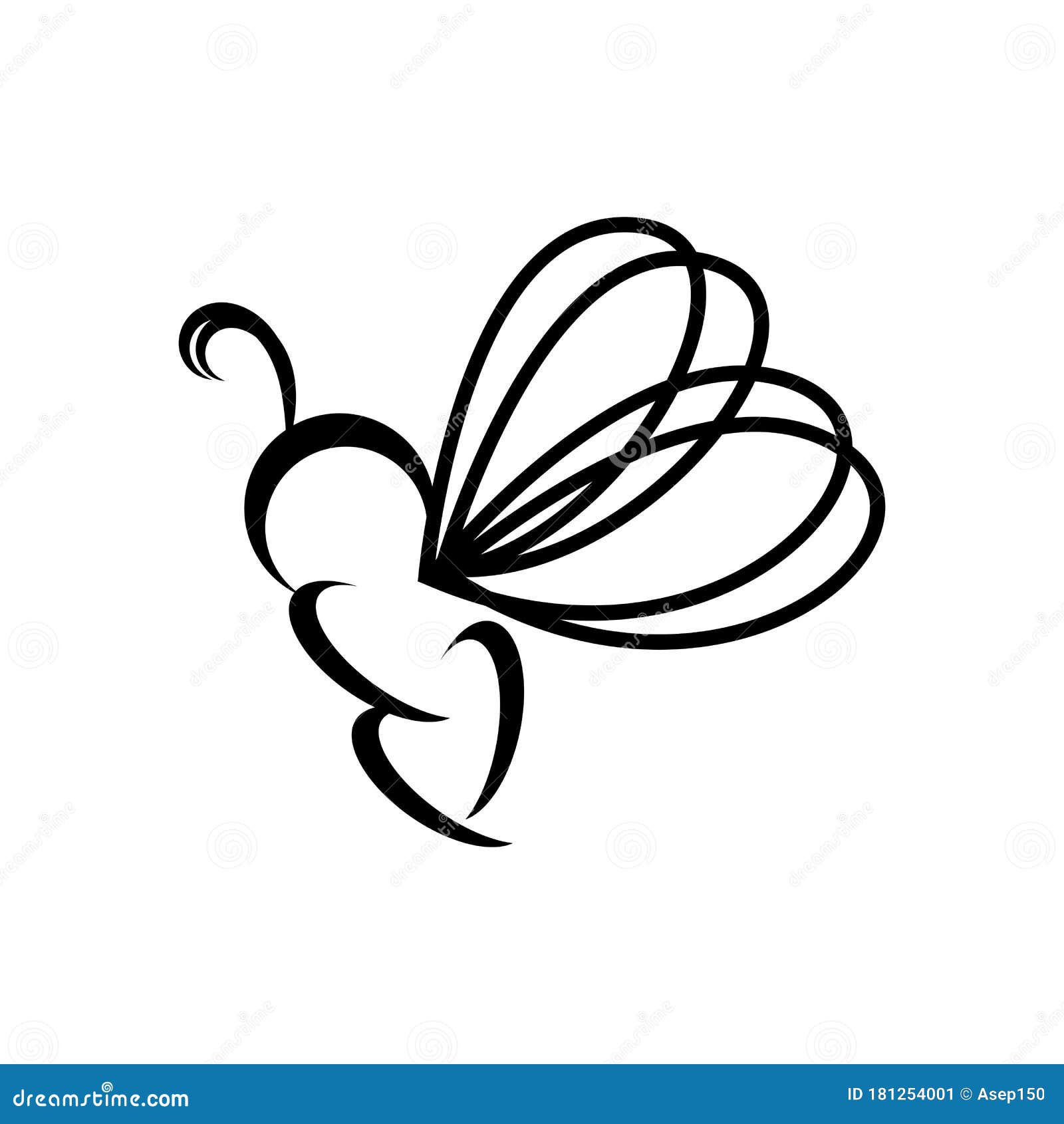 Butterfly or Bee Line Art Logo and Icon Stock Vector - Illustration of ...