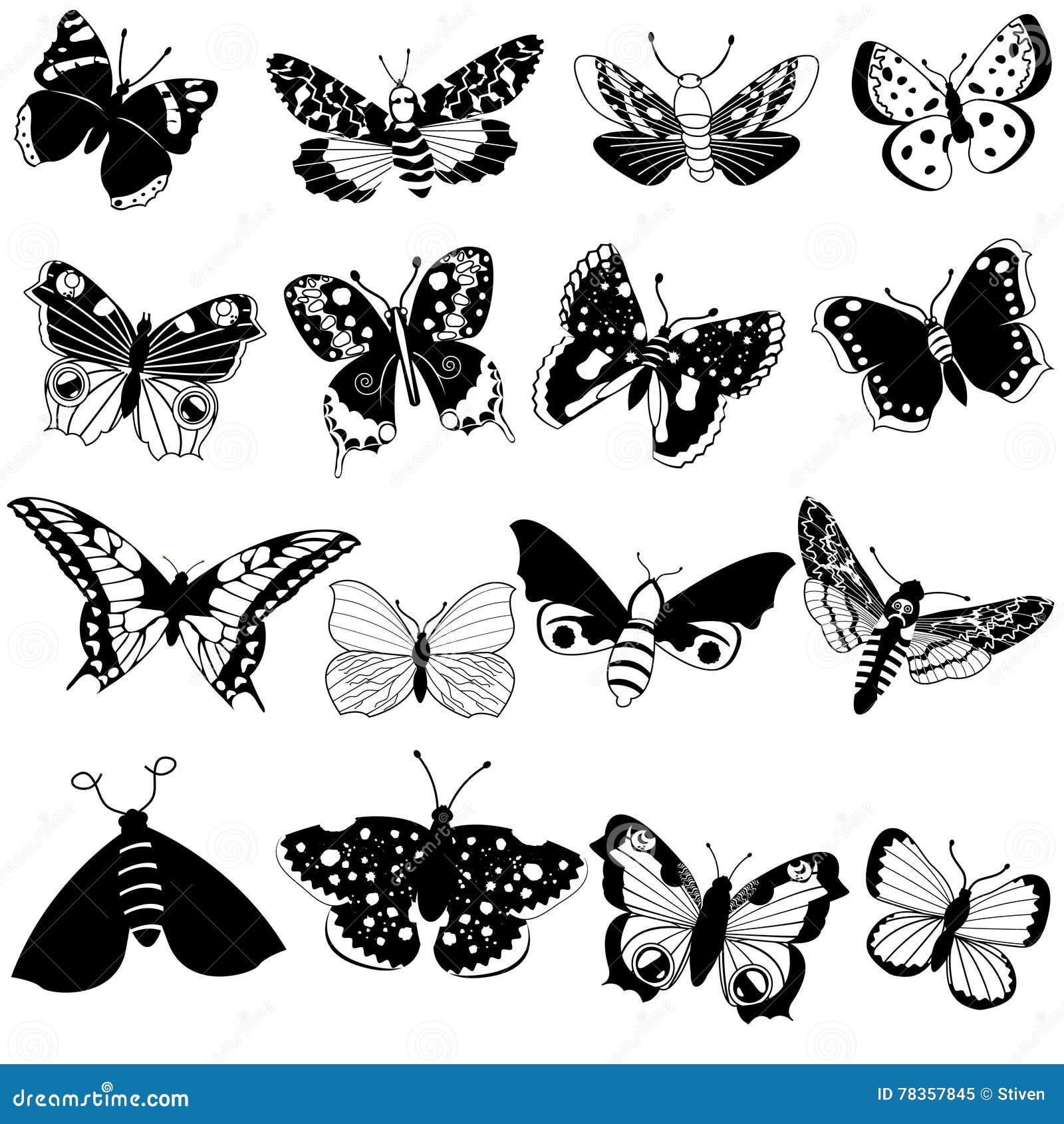 Butterfly black collection stock vector. Illustration of butterflies ...