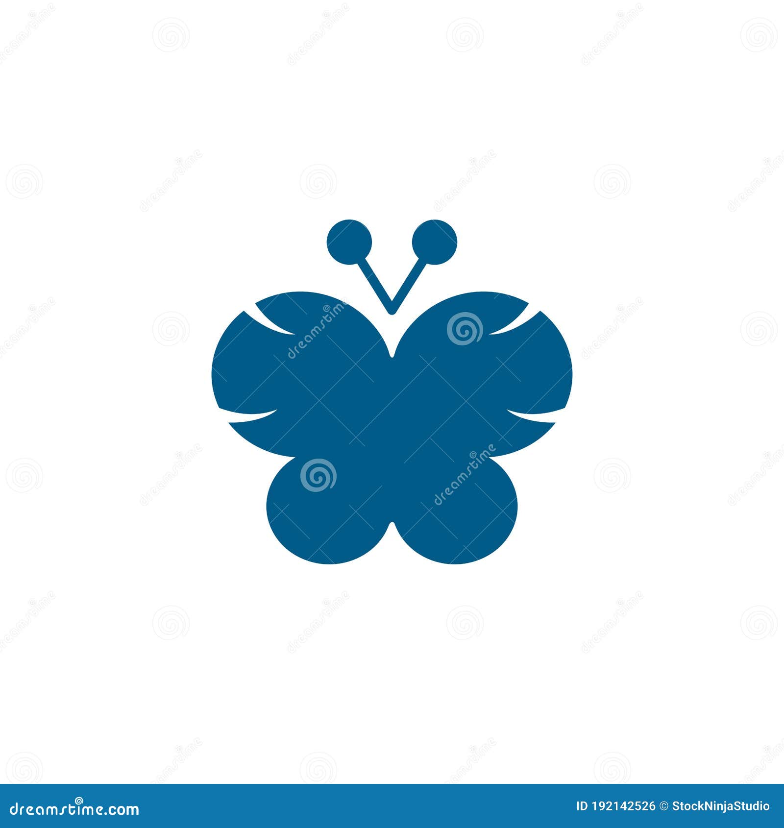 Butterfly Blue Icon on White Background. Blue Flat Style Vector ...