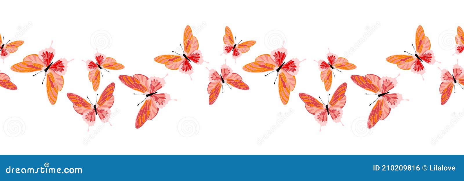 Butterfly Border Seamless Pattern, Banner, Background Stock Vector ...