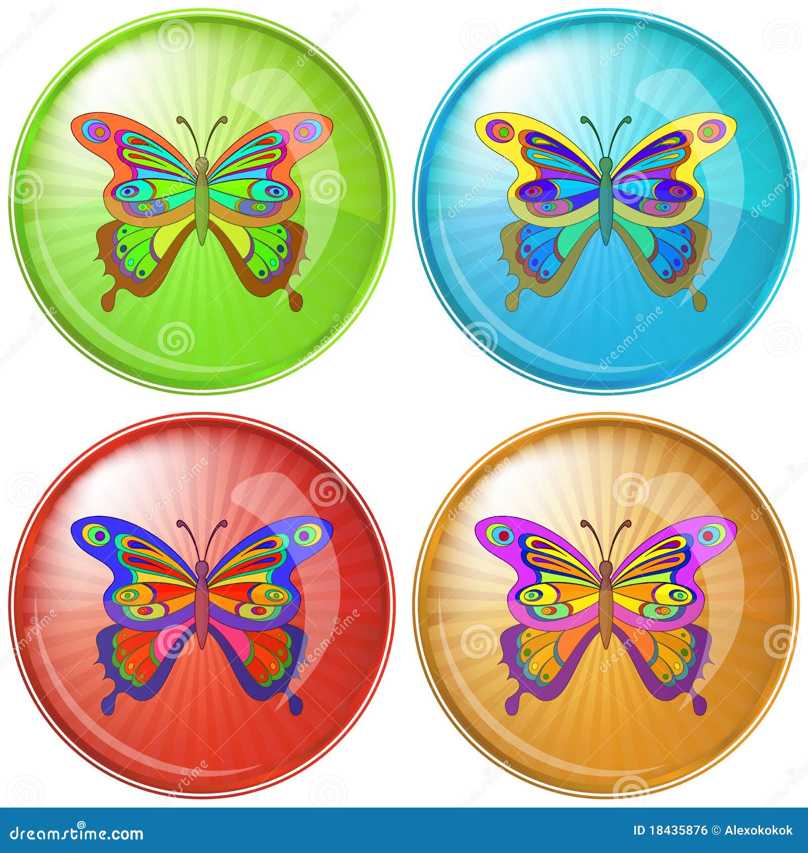 Butterfly, button stock vector. Illustration of iridescent - 18435876