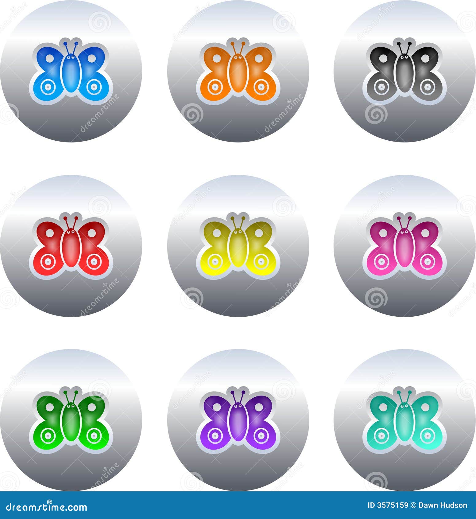 Butterfly buttons stock illustration. Illustration of icons - 3575159
